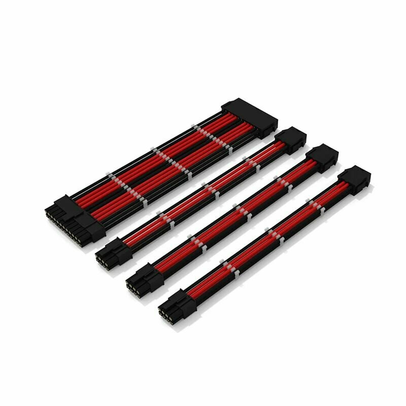Комплект кабелей-удлинителей ATX для блока питания, графического процессора, процессора, 30 см, кабель в оплетке