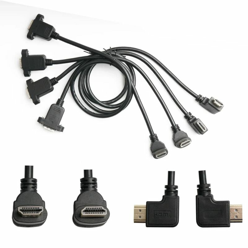 Совместимый с HDMI кабель, угловой HDMI-разъем для крепления на панель (90 градусов), удлинительный кабель, винтовой HDMI-разъем типа «мама-папа» для панели