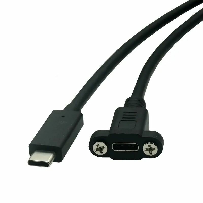 Удлинительный кабель USB 3.1 типа C "папа-мама" с винтом для крепления на панель, удлинительный кабель USB C "мама" - USBc "папа", кабель для передачи данных