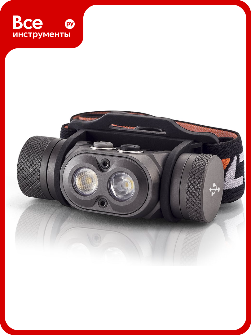 Фонарь яркий ЛУЧ YLP PANDA 3R налобный CREE XP-L HI+XP-G3 max.1100лм, Li-Ion 2600mAh, встр. ЗУ 4606400106029