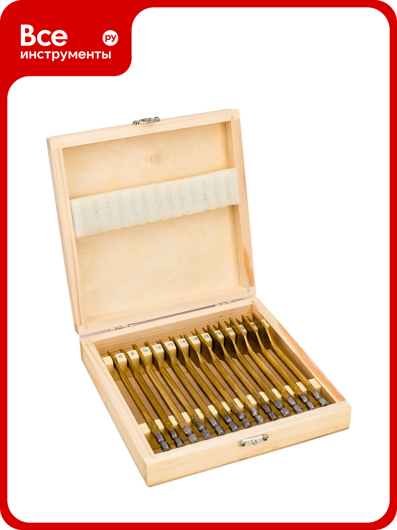 Набор перовых сверл по дереву 6-8-10-12-13-14-16-18-19-20-22-24-25 мм, 13 шт Gigant Gpd-13, практичном и удобном кейсе