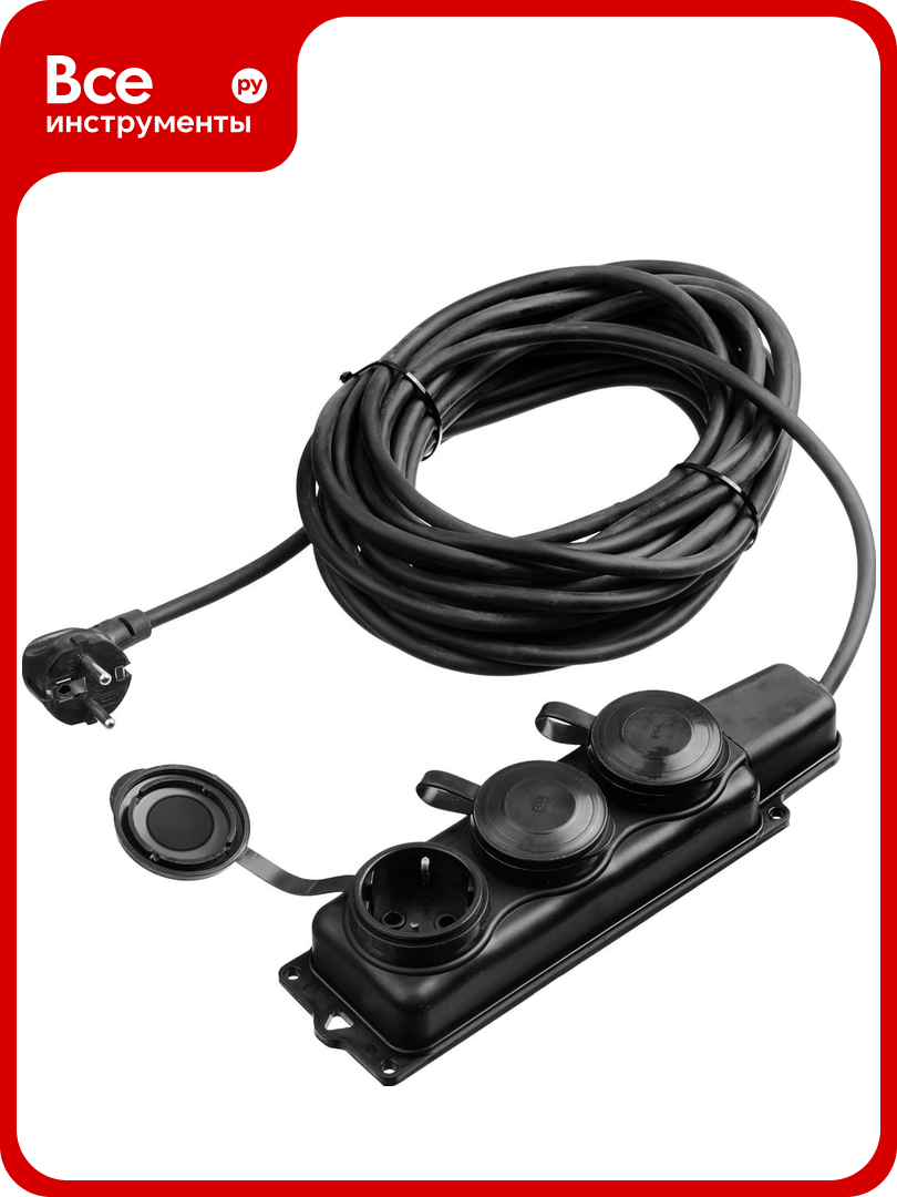 Силовой удлинитель ЗУБР КГ 325-Ш3 10 м, 4000 Вт, 3 гнезда 55024-10