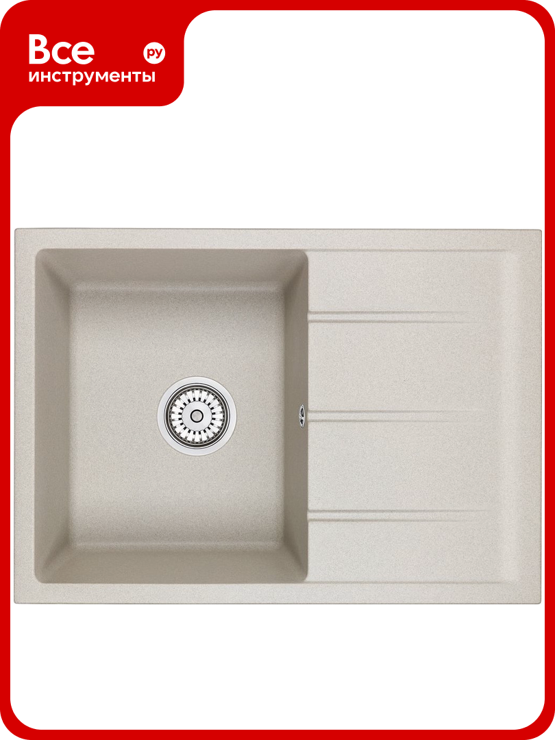 Кухонная мойка EMAR EMQ-1700. Q из кварцевого песка, 1 чаша, оборачиваемое крыло, прямоугольная, цвет барит, врезная уста