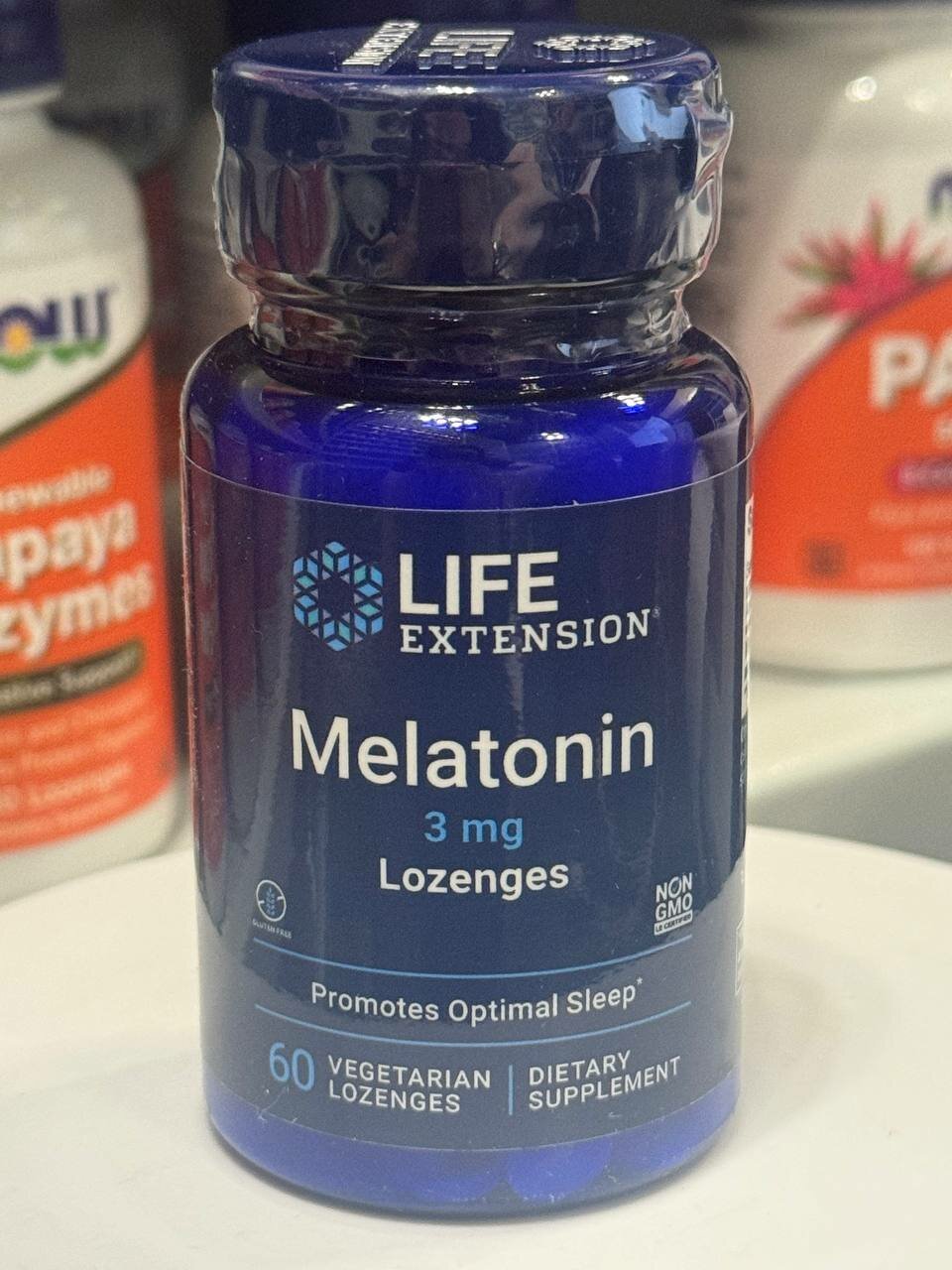 Life Extension Melatonin 3mg, Мелатонин — Поддержка Здорового Сна и Антиоксидантная Защита Организма, 60 рассасывающихся пастилок
