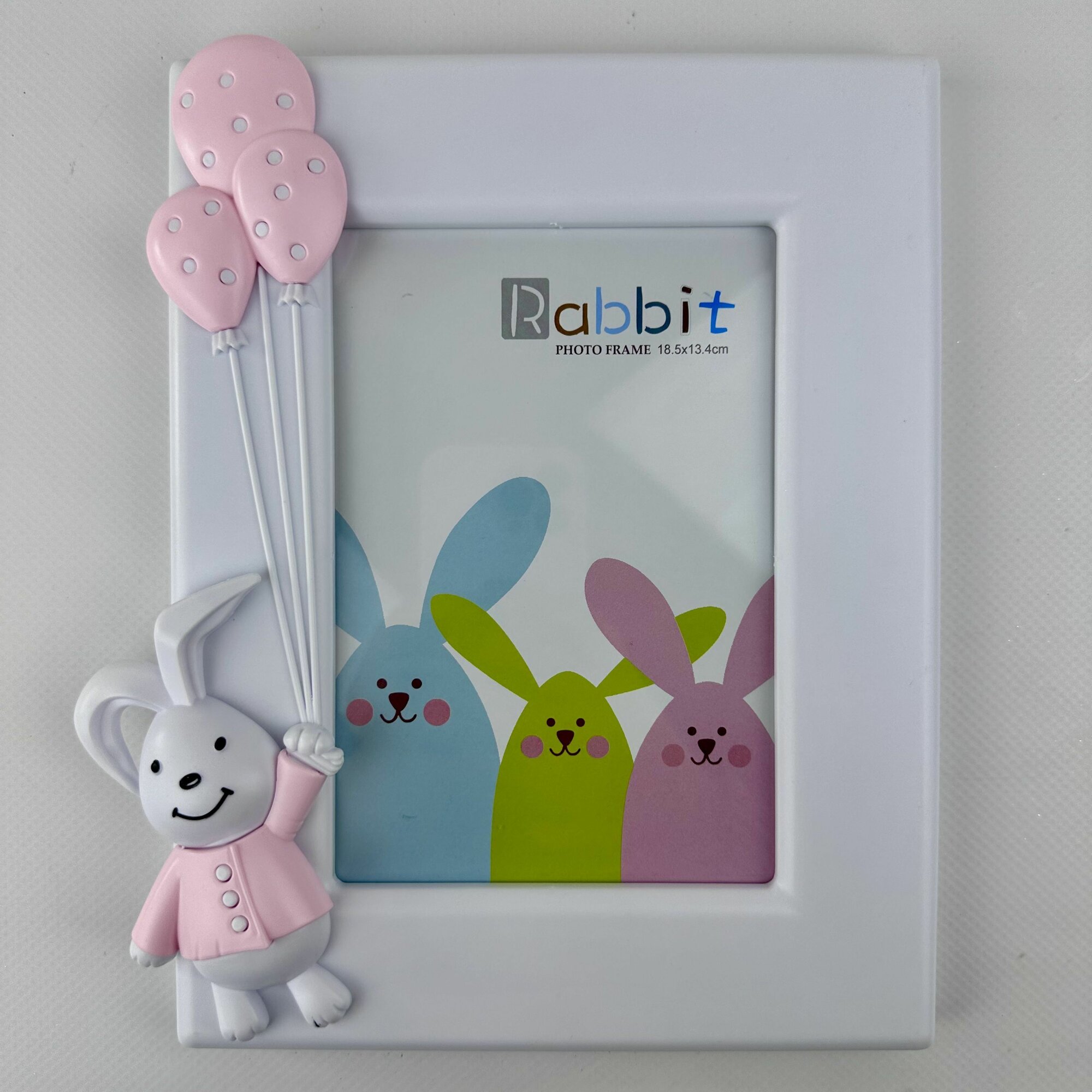 Фоторамка детская Белая с Розовым Кроликом Вертикальная 13х18см