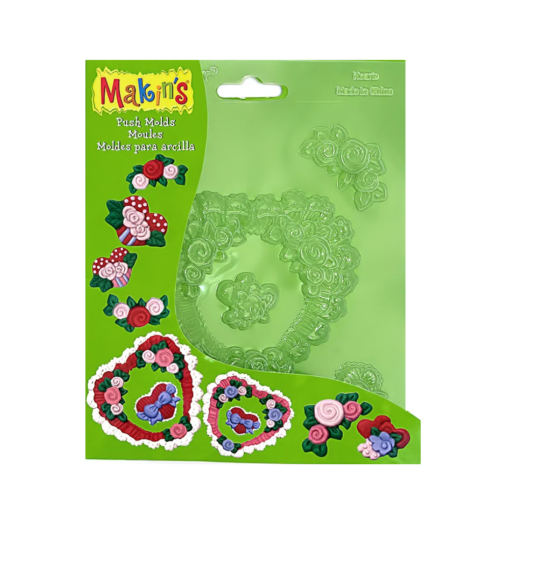 Формочки для литья "Сердца", пластик, размер листа 14 х 15 см