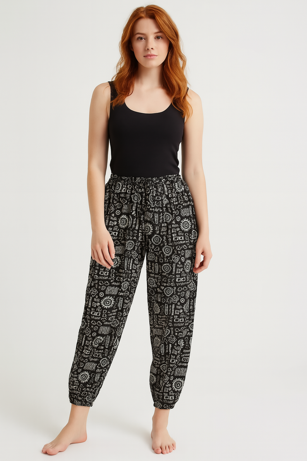 Брюки шаровары стильный образ