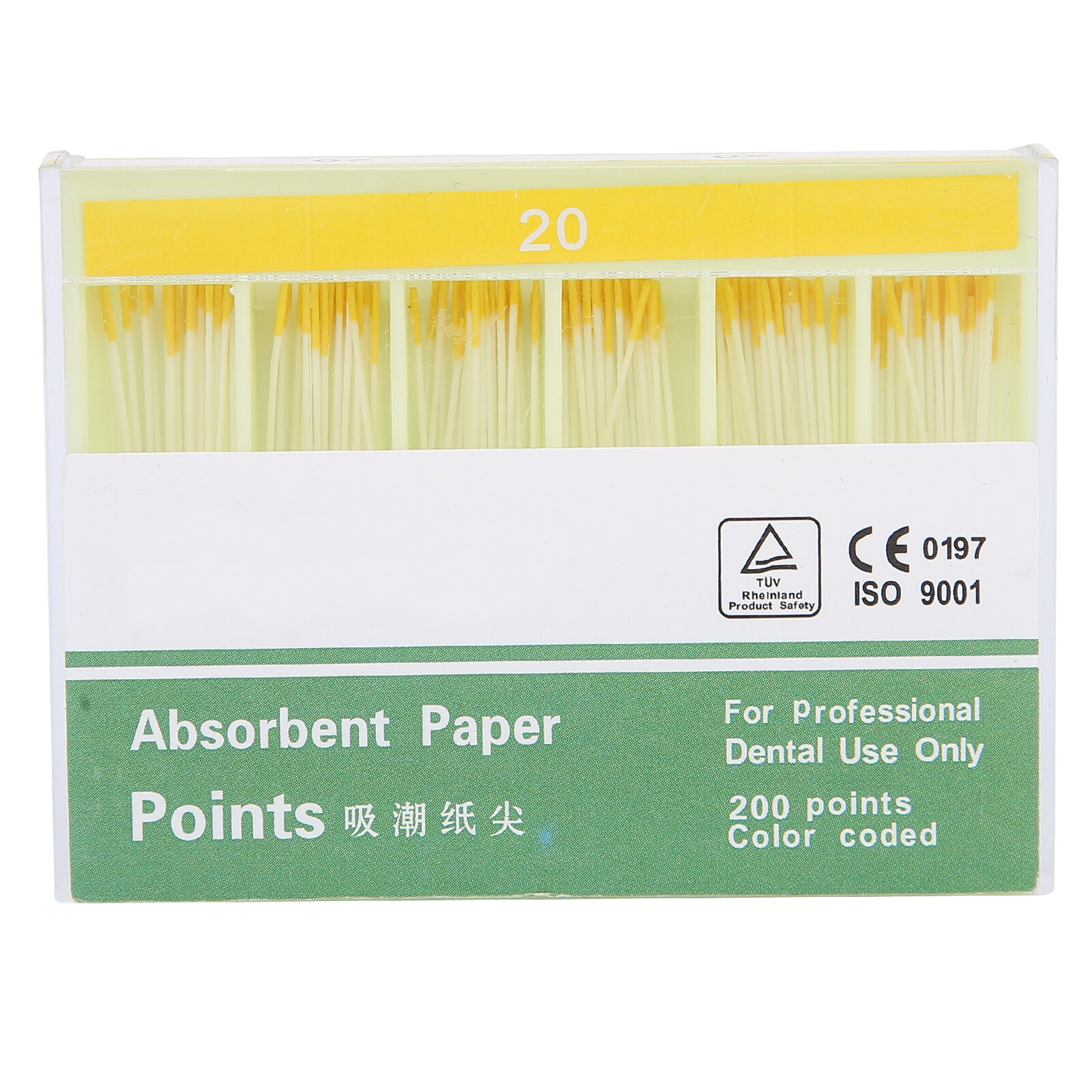 200pcs Dental Absorbent Paper Points Root Canal Tool20# Yellow