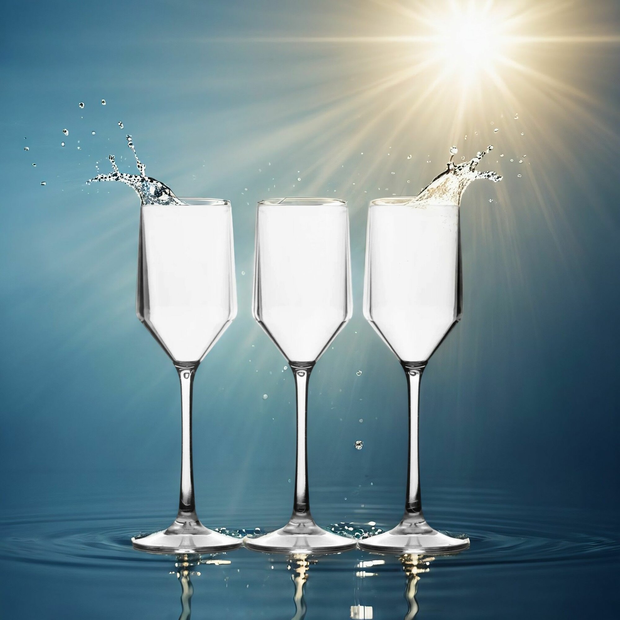 Бокалы для шампанского Premium Flute 190 мл. Прозрачные многоразовые пластиковые Nipco В наборе 3 шт.