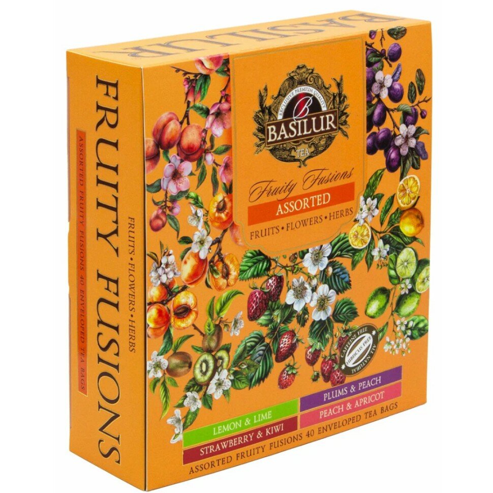 Базилур Ассорти, 40 пакетиков, Фруктовое Вдохновение, оранжевая пачка