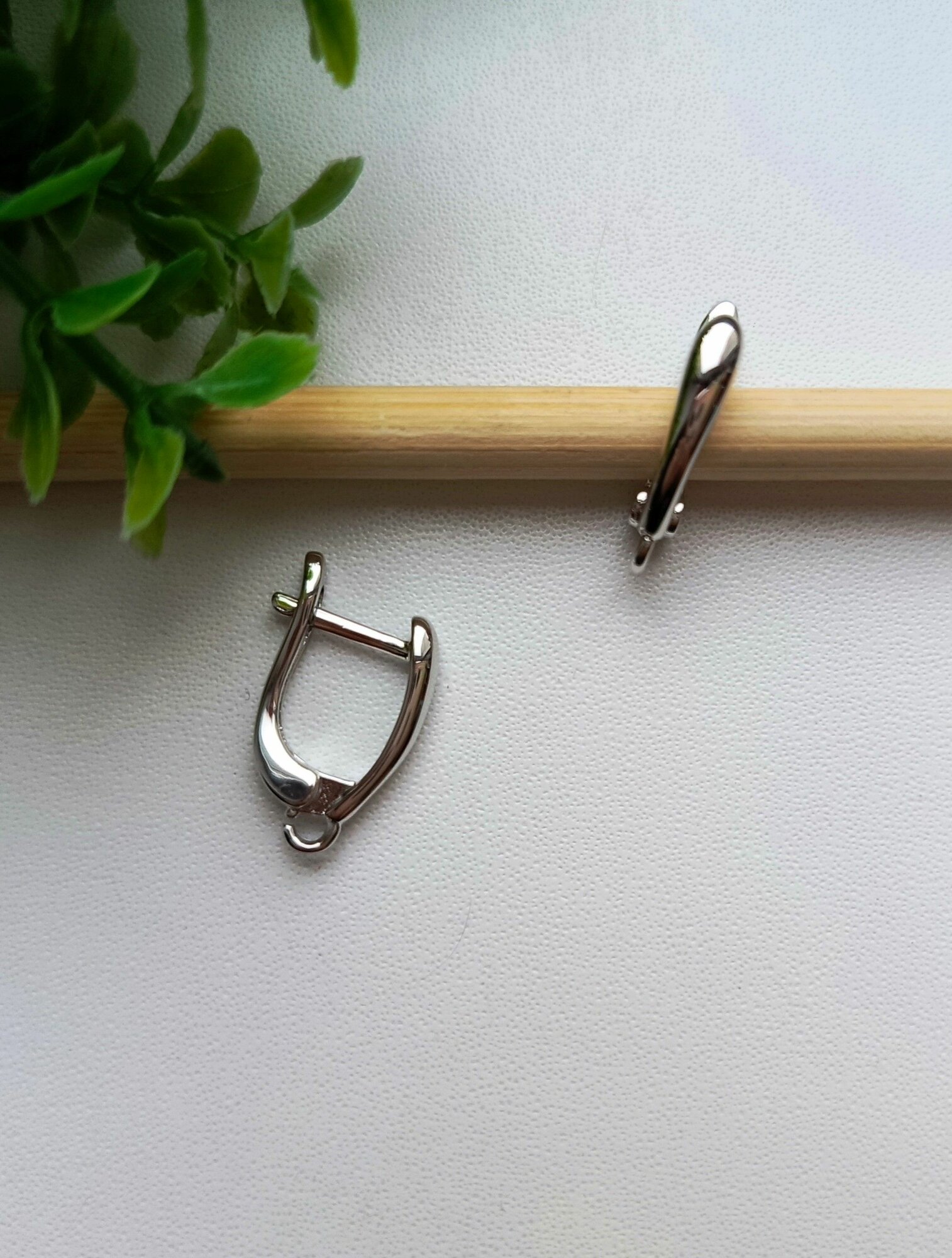 Швензы для сережек английский замок. Латунь, родий. 1 пара. Корейская фурнитура для бижутерии, украшений