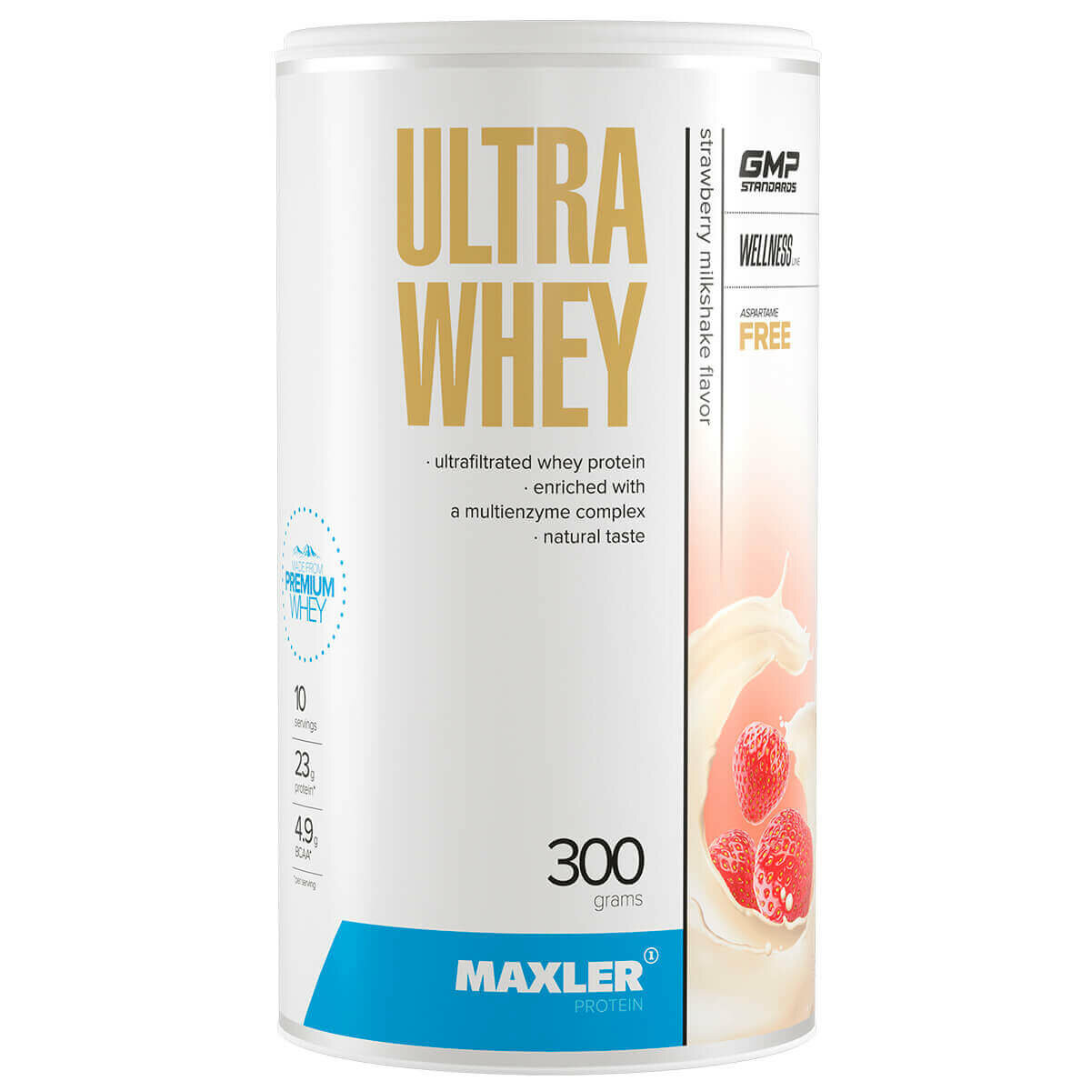 Сывороточный протеин Ultra Whey, вкус Клубничный милкшейк, 300 г, MAXLER