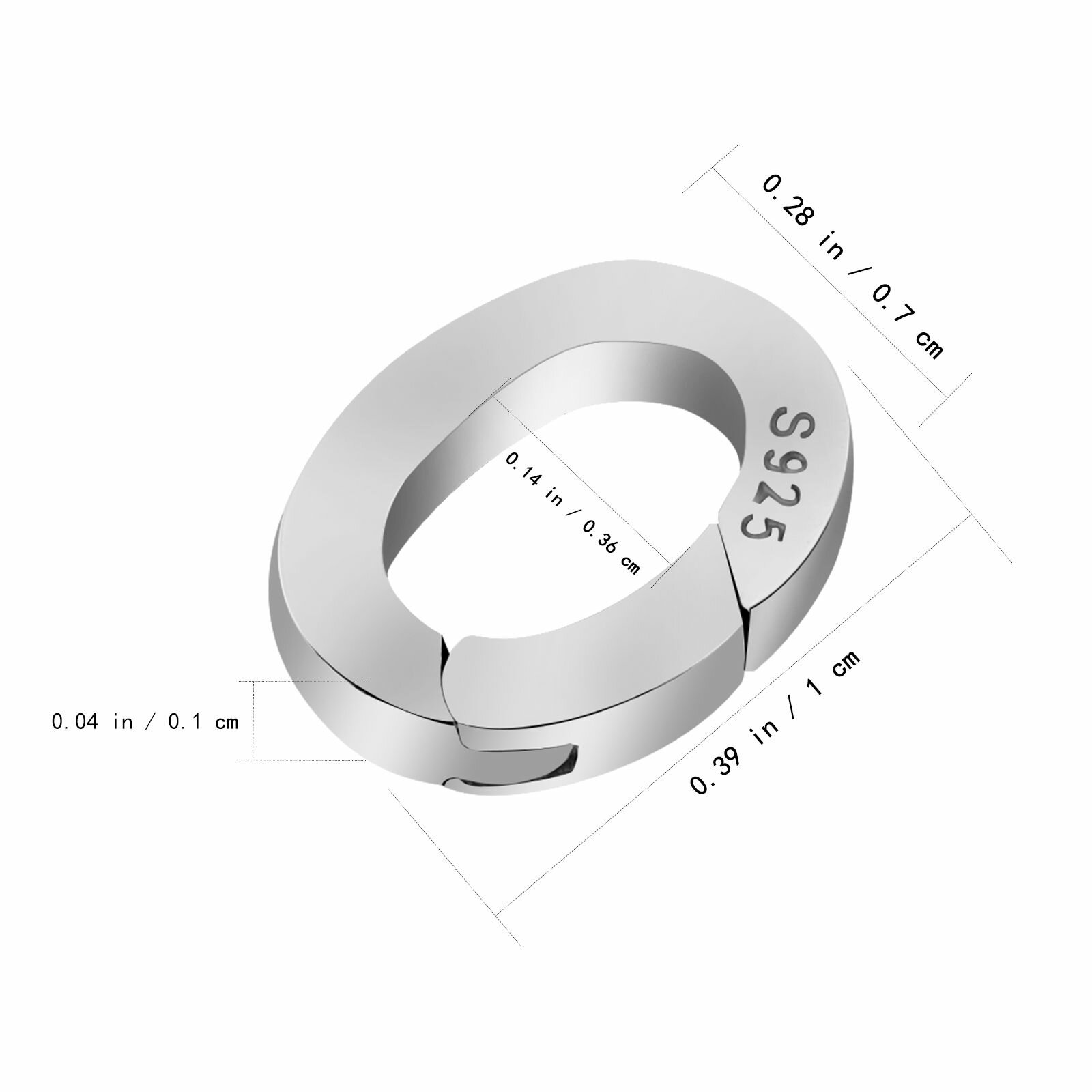 Застёжка для украшений 925 пробы, серебряная прочная пряжка с белым глянцем, универсальная фурнитура для handmade ожерелий и браслетов, 1 шт