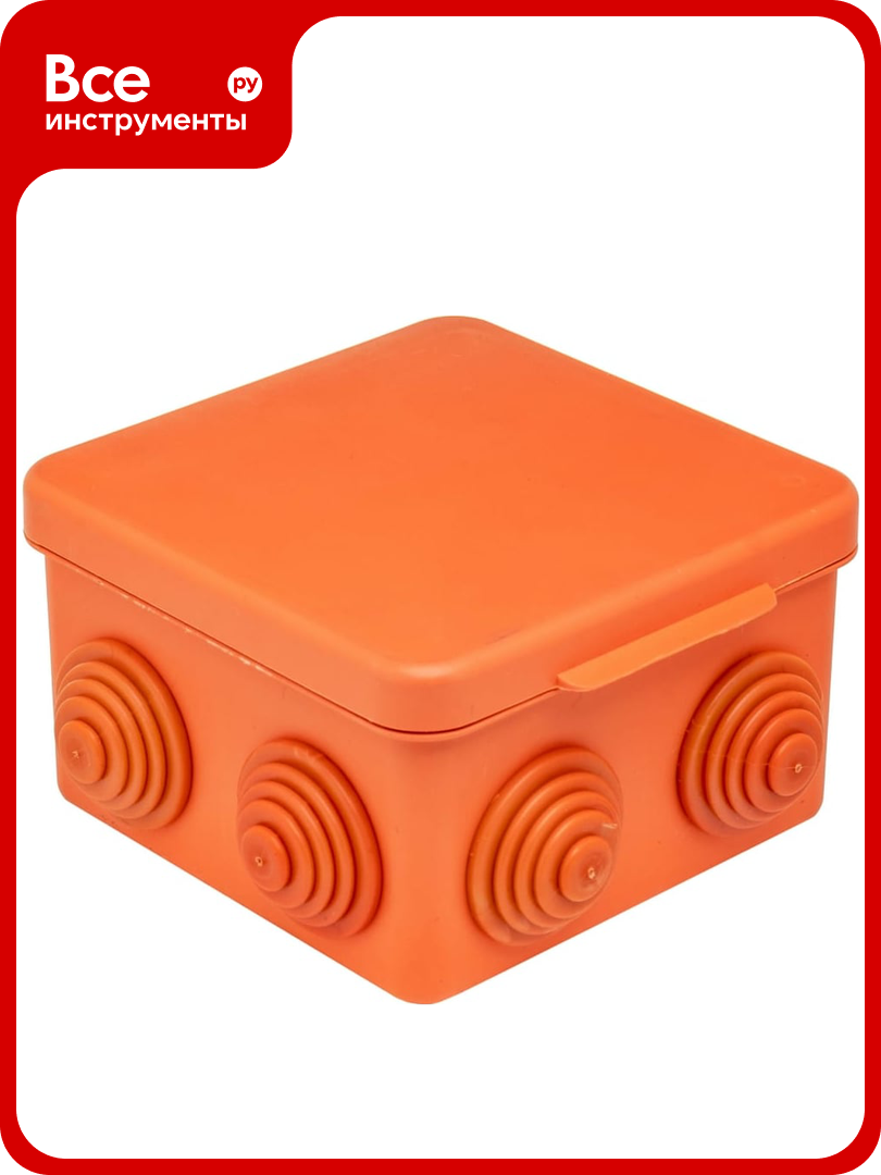 Коробка распаечная для открытой проводки Урал ПАК оранжевая 80х80х50мм с гермовводами