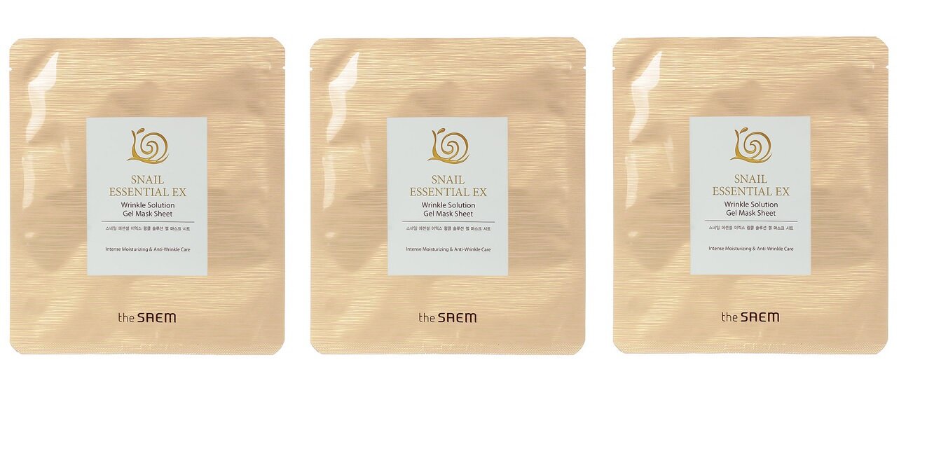 Маска Sung bo Cleamy для лица Snail Essential EX Wrinkle Solution Gel Mask Sheet, антивозрастная, 28 гр, 3 шт