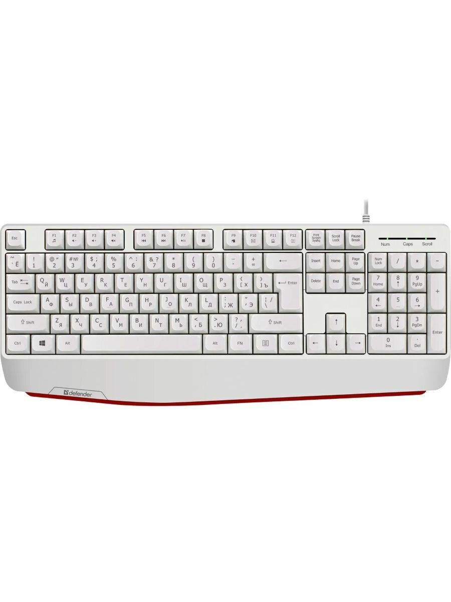Клавиатура Defender Atom HB-546, проводная, 104 клавиши, белая