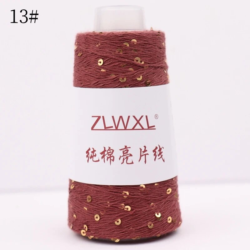 Хлопковая пряжа с блестками ZLWXL 50г Бордовый, 13