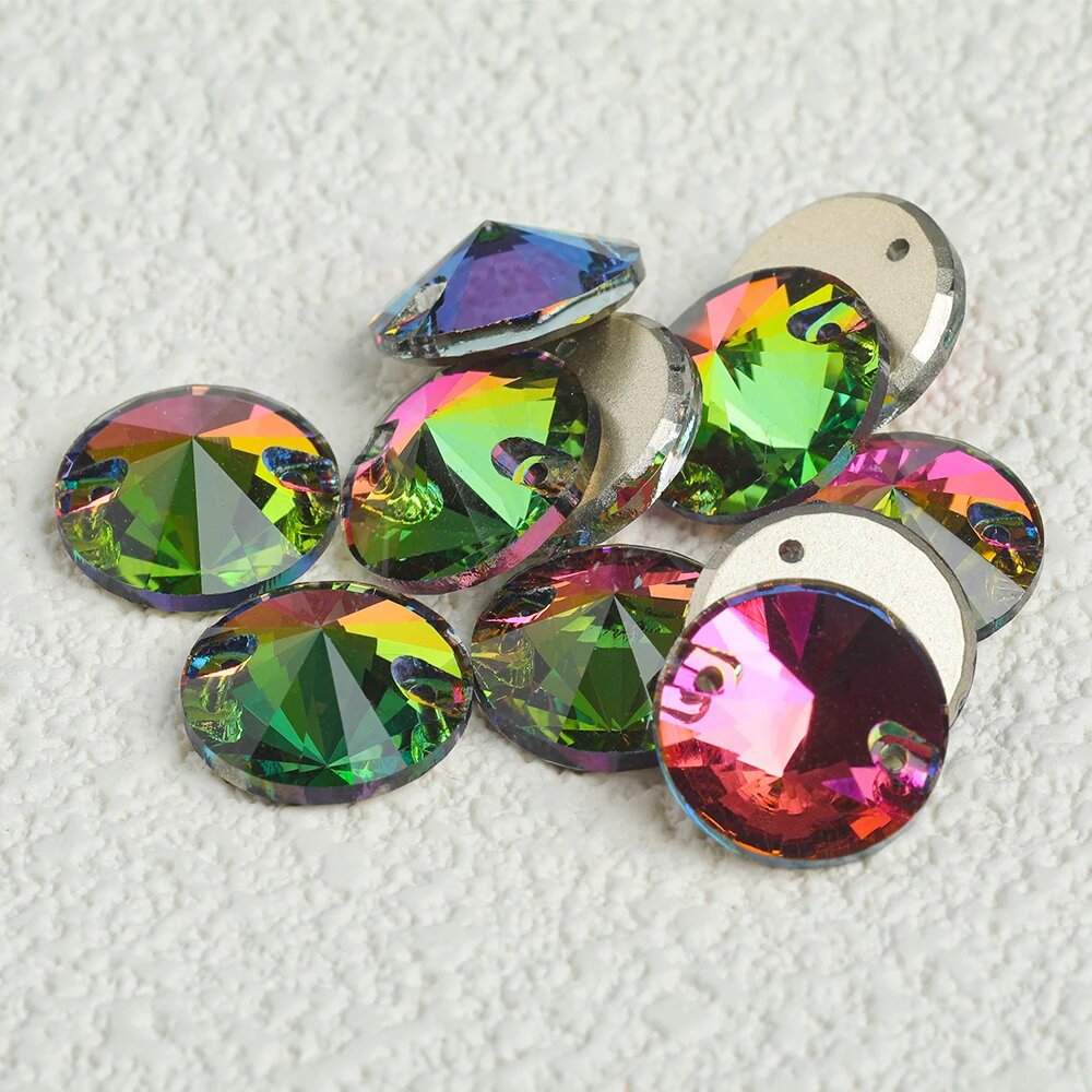 Стразы стеклянные K9 Rainbow, 8mm, 10шт, изумрудный