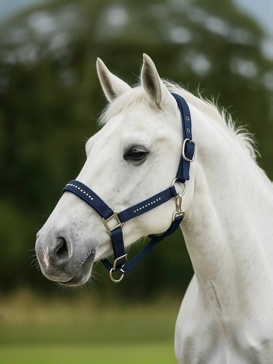 Недоуздок legnum FULL, для лошади, темно-синего цвета, со стразами