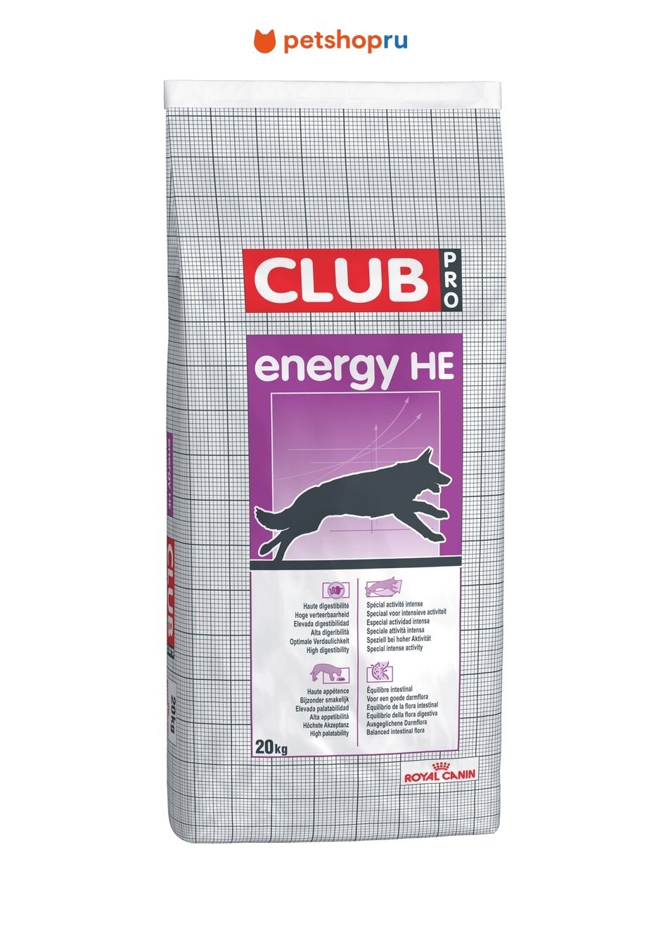 Royal Canin Высококалорийное питание для взрослых cобак (HE Club), 20 кг.