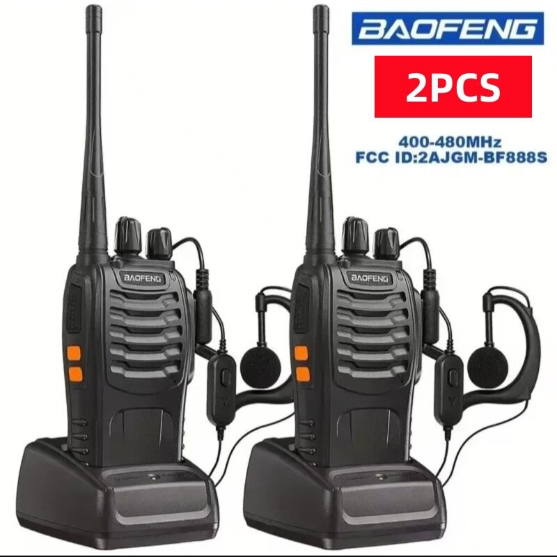 Радиостанции Walkie Talkies 888S с перезарядкой, дальним действием, наушниками для взрослых, 16-канальные портативные двухсторонние радио с литий-ионным аккумулятором и зарядником