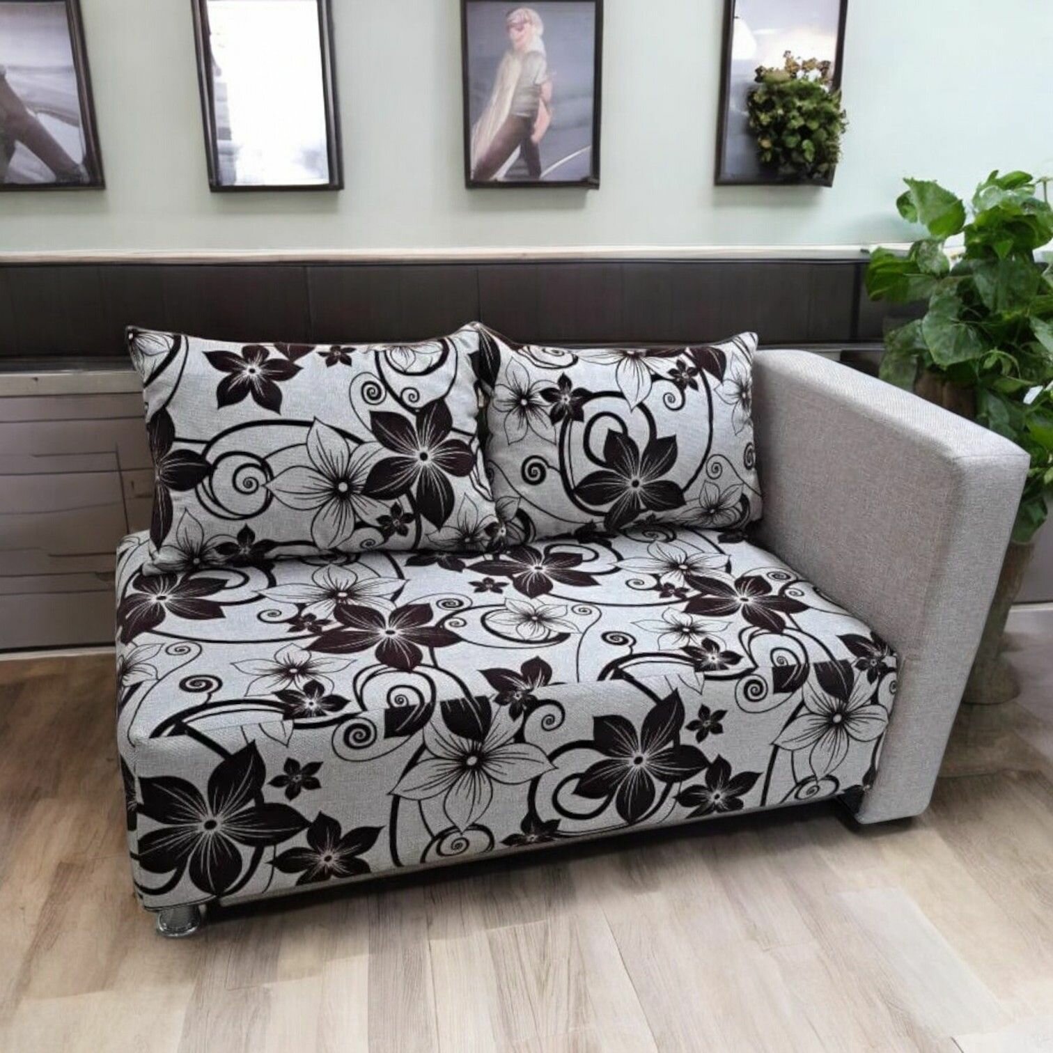 Диван мини Диана, раскладной, с ящиком для белья, бежевый, 140х70х75 см