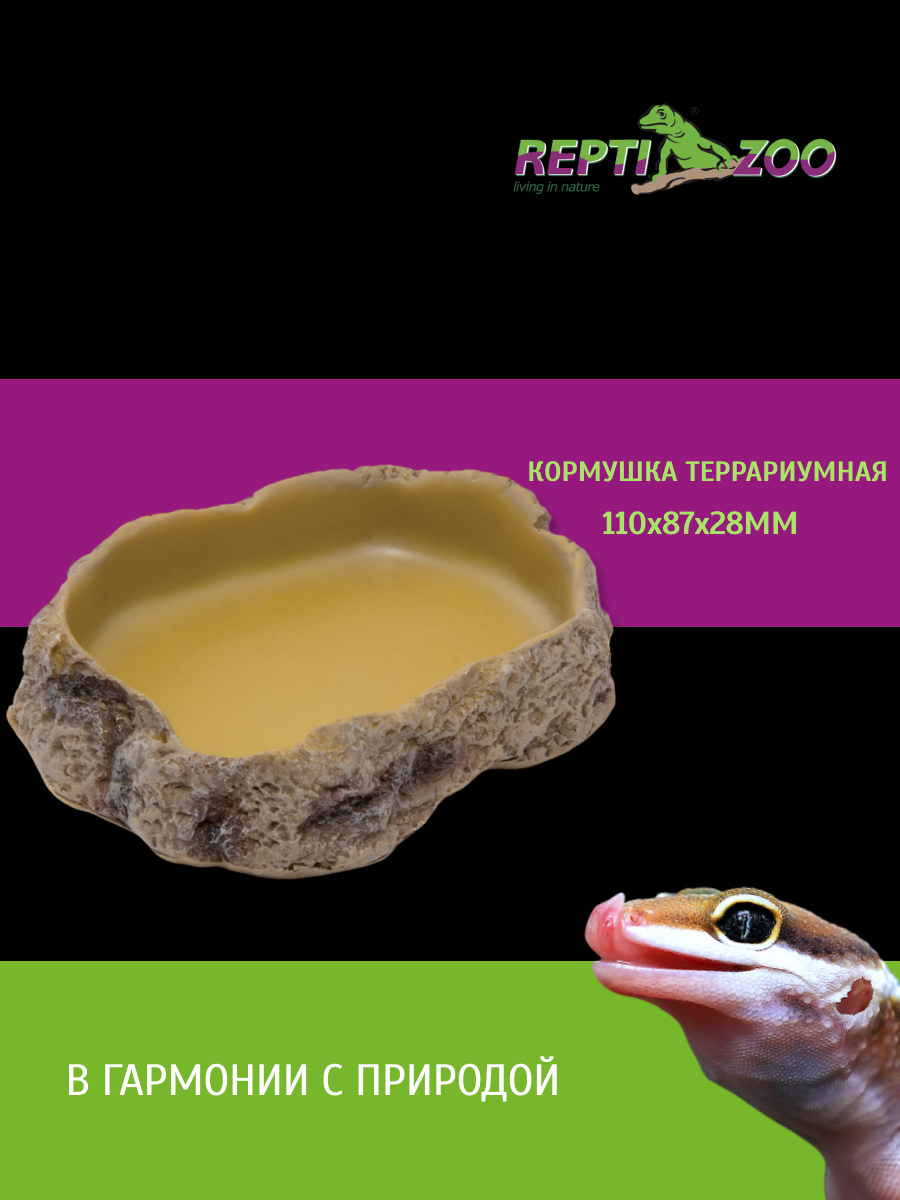 Кормушка для рептилий Repti-Zoo из полиэфирной смолы, 11*8*2,8 см