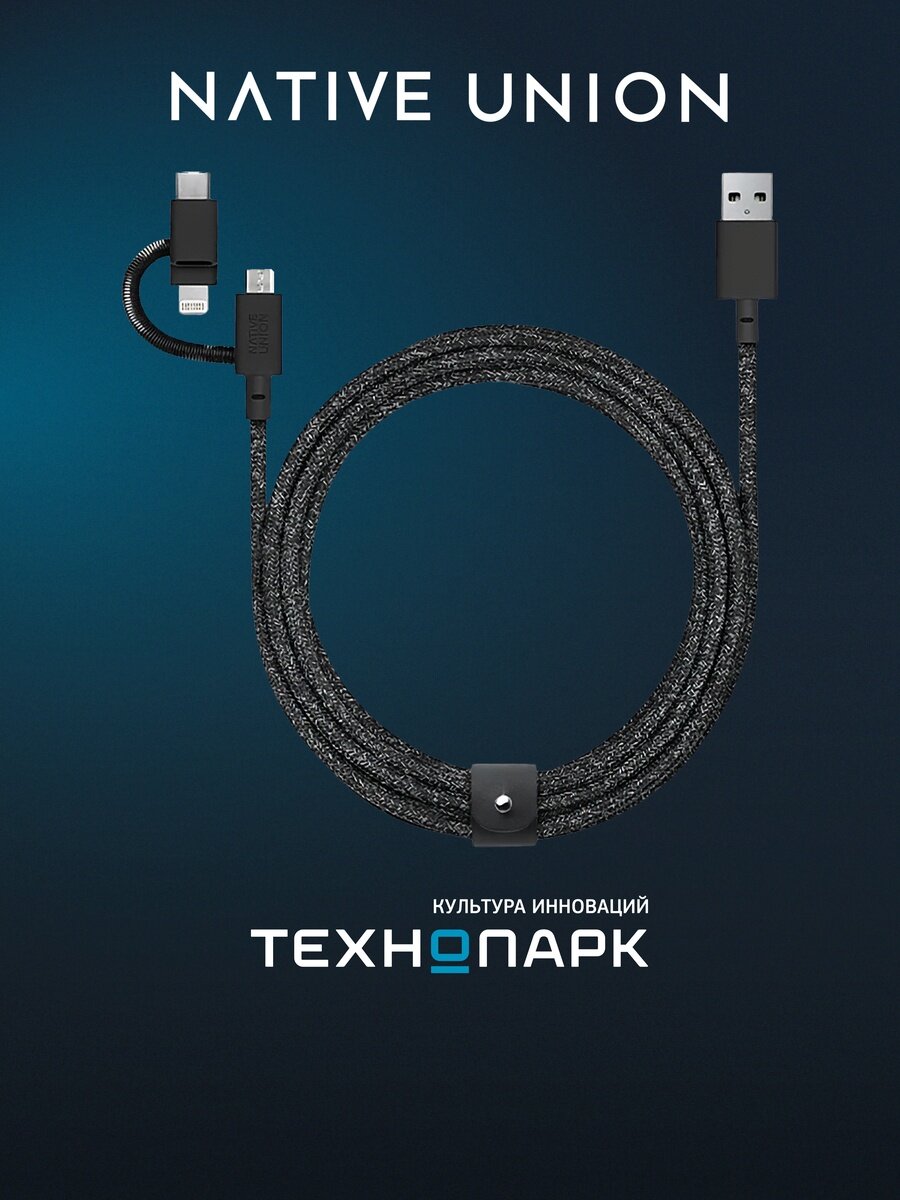 Кабель Native Union BELT-KV-ULC-CS-BLK Belt Cable, 2 м, черный