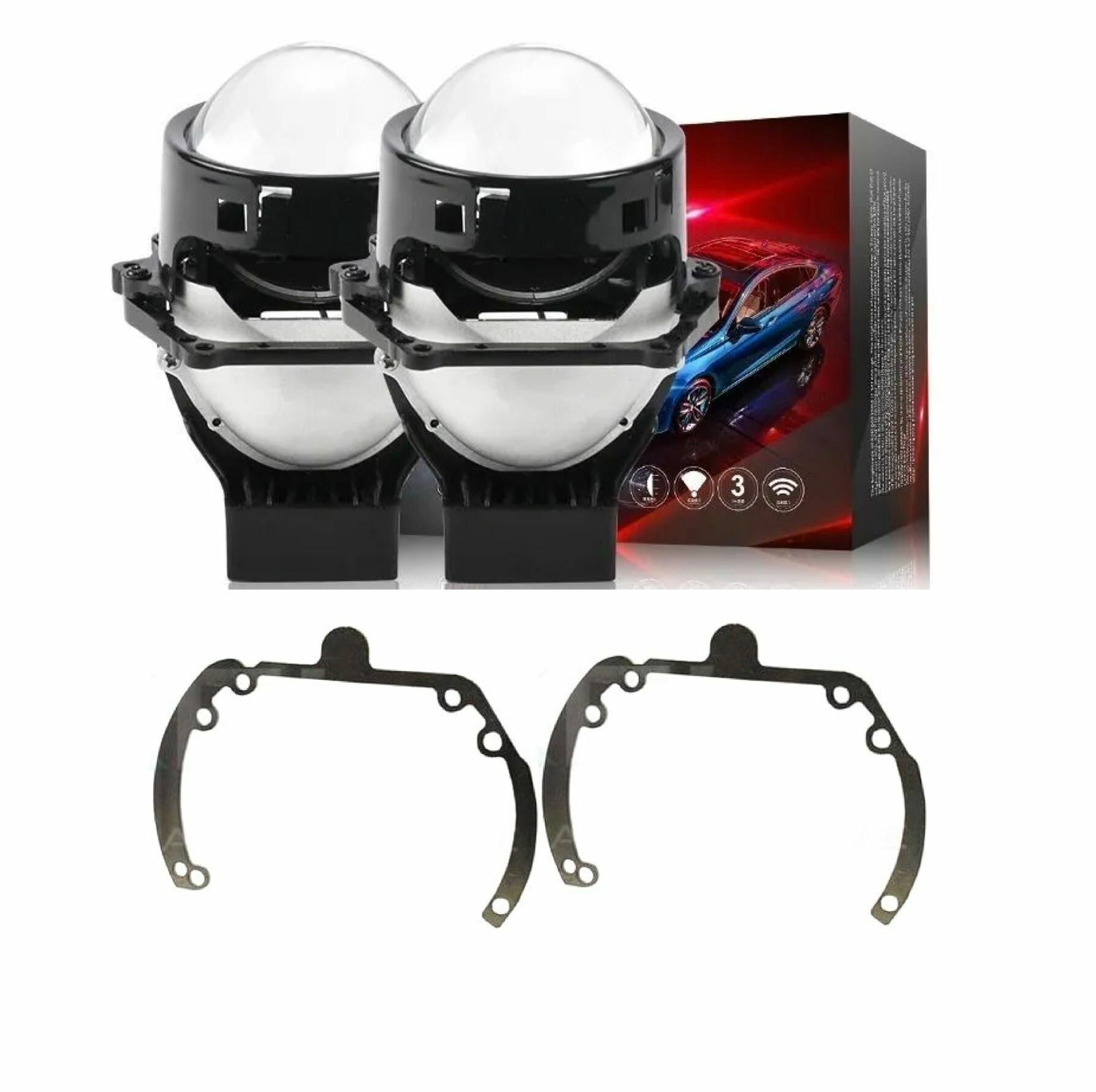 Bi-Led линзы светодиодные Комплект BI-led Ford Focus II рест. 2007-2011 (Biled 3.0 + рамки)