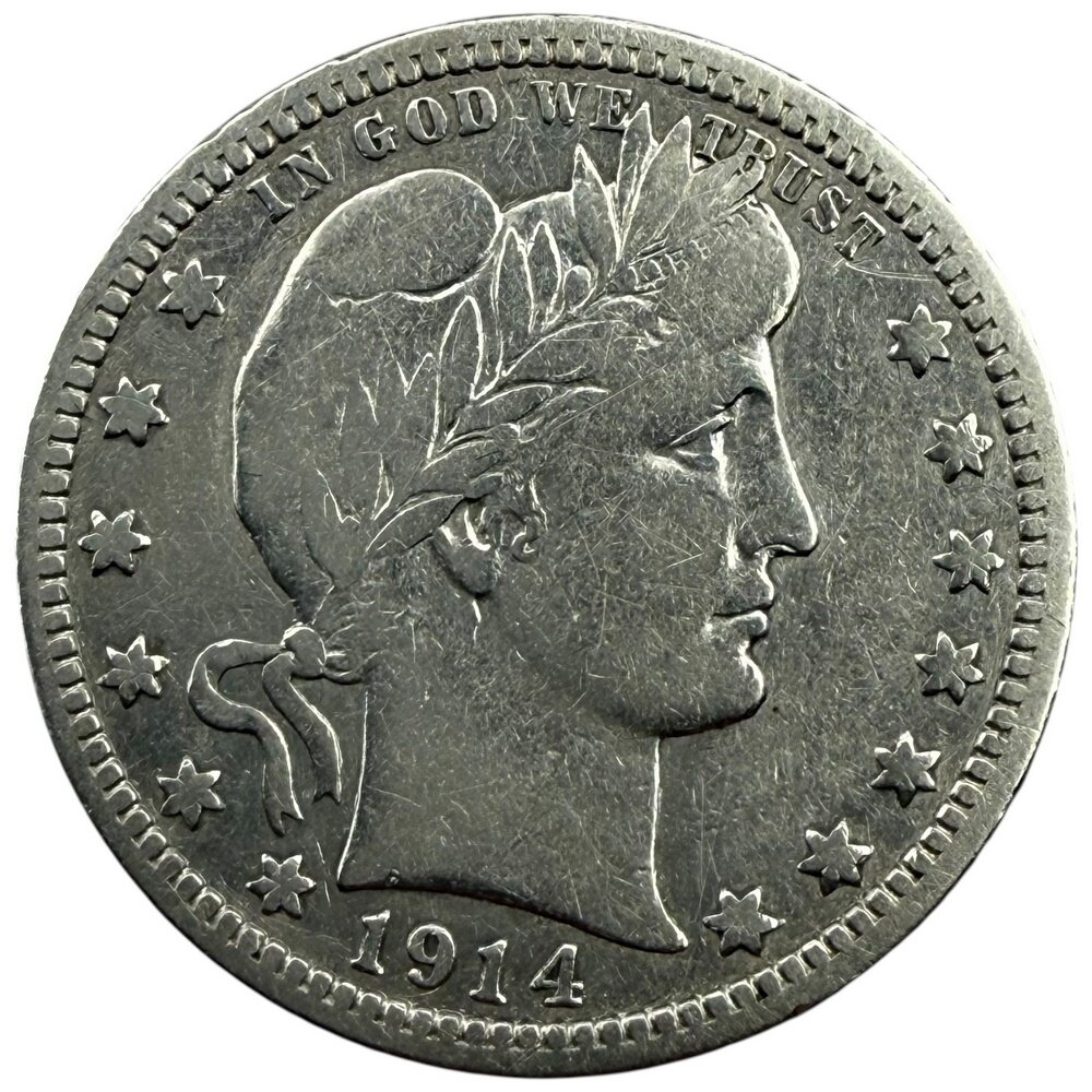 США 25 центов (1/4 доллара) 1914 г. (Quarter, Барбер)