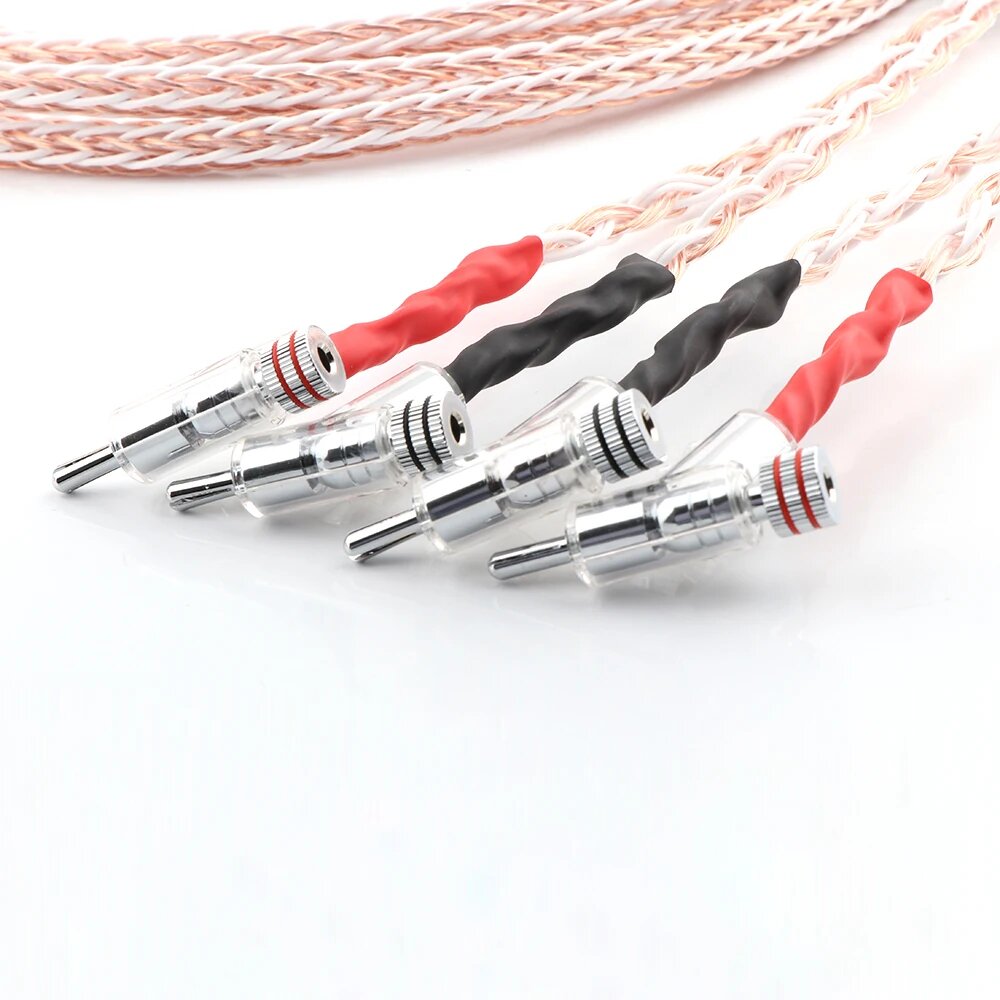 HI-End OCC Медный аудиофильский акустический кабель 8TC 16 ядер с прямоугольным самоблокирующимся штекером типа «банан» Hi-Fi аудиокабель громкоговорителя