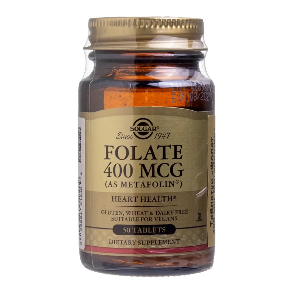 Solgar Фолат 400 мкг Метафолин / Folate 400 mcg (as Metafoline) Tablets таблетки массой 250 мг 50 шт