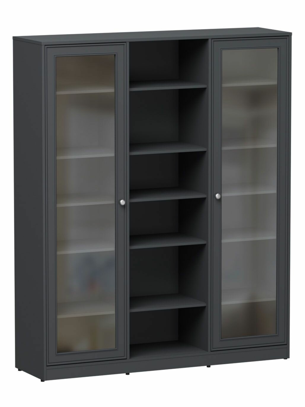 Шкаф-витрина Люсиль 3 двери, с полками, с нишей, 147х40.1х180.6 см, Графит