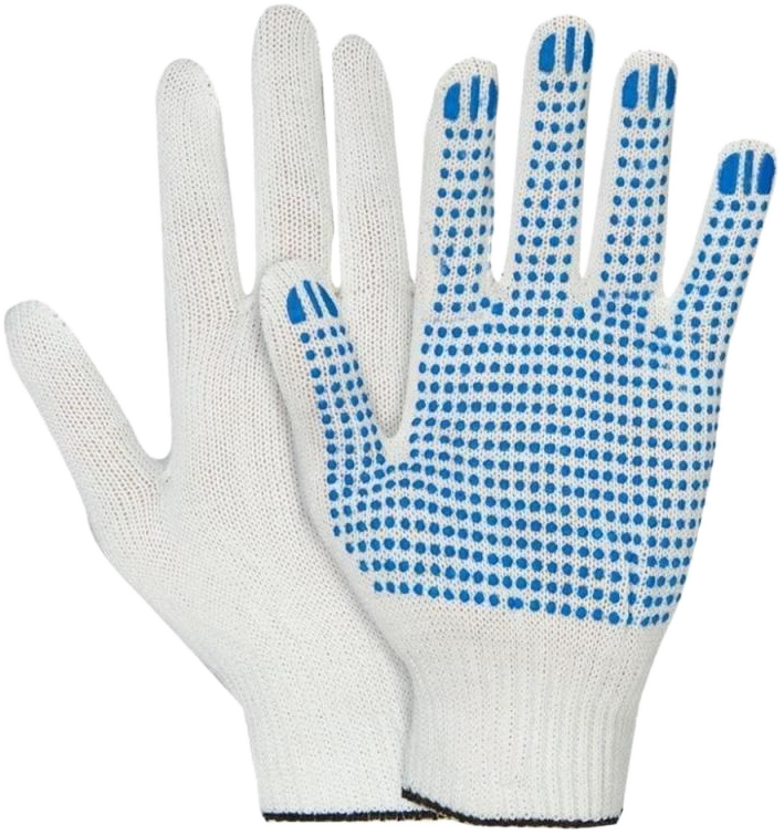 Перчатки ХБ с точечным ПВХ покрытием, 3 пара, размер универсальный