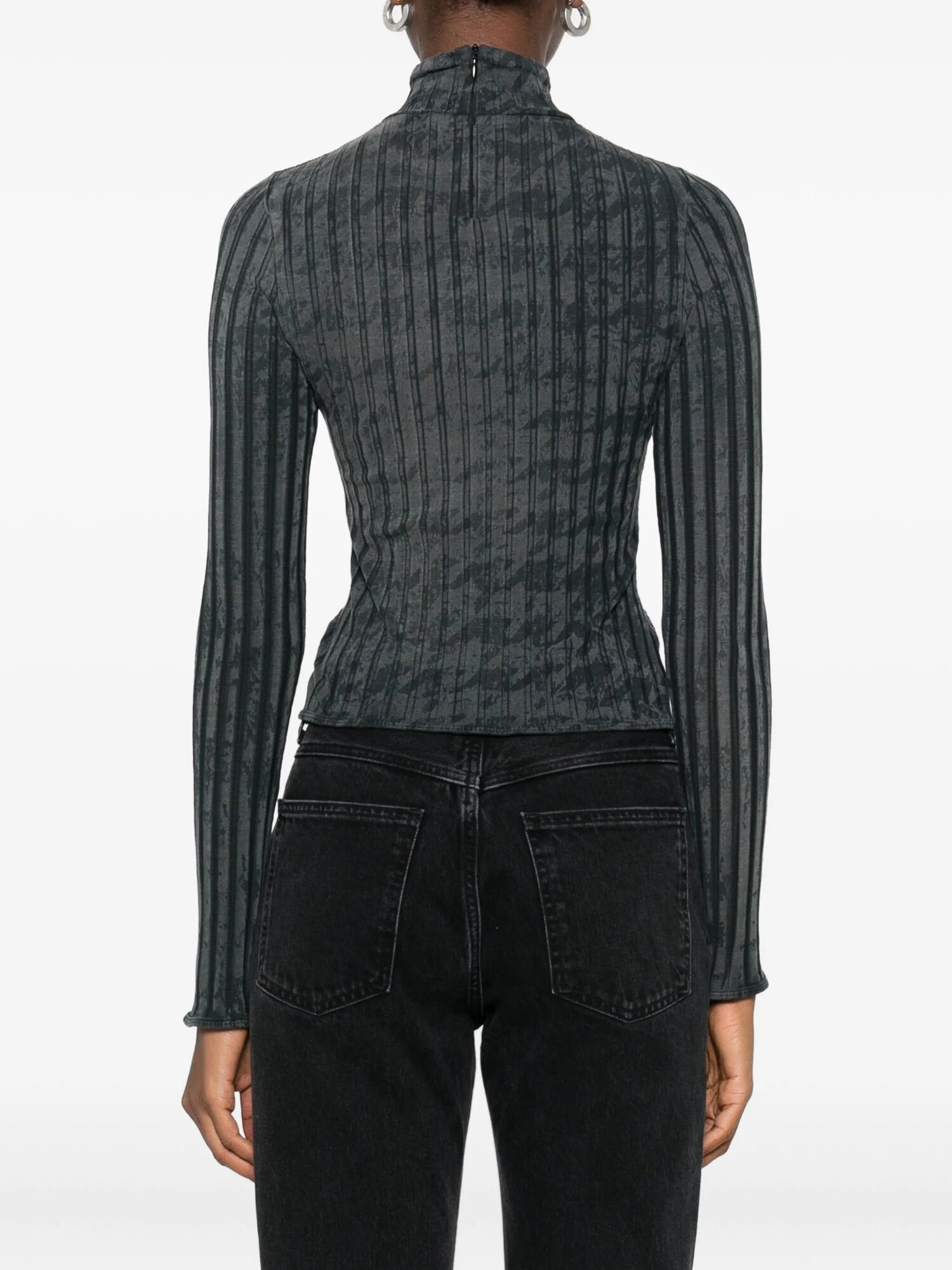 Топ DIESEL Ribbed high-neck top, размер 2XS, grey — фото 1