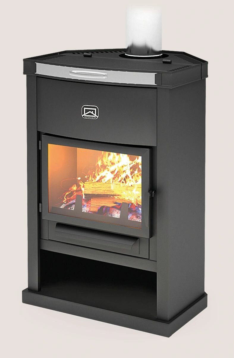 Печь-камин "Теплодар" ОВ-120, угловая, с варочной панелью, нержавеющая сталь