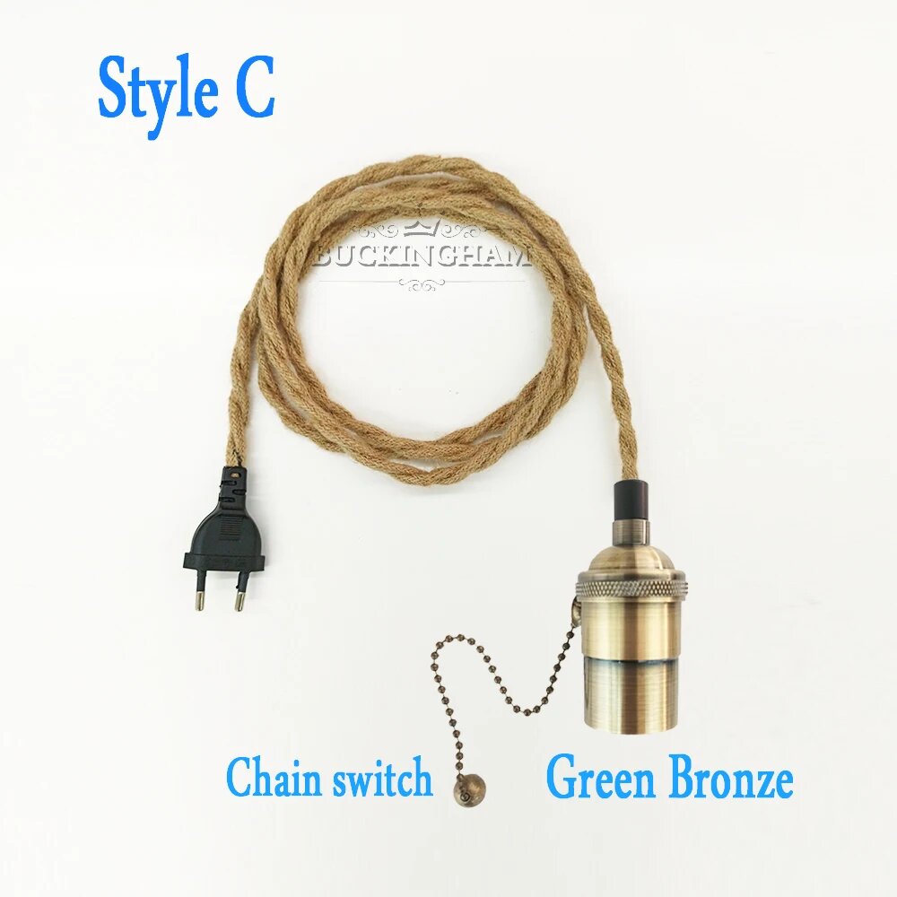 Подвесной светильник, шнур конопля, Green Bronze, E27