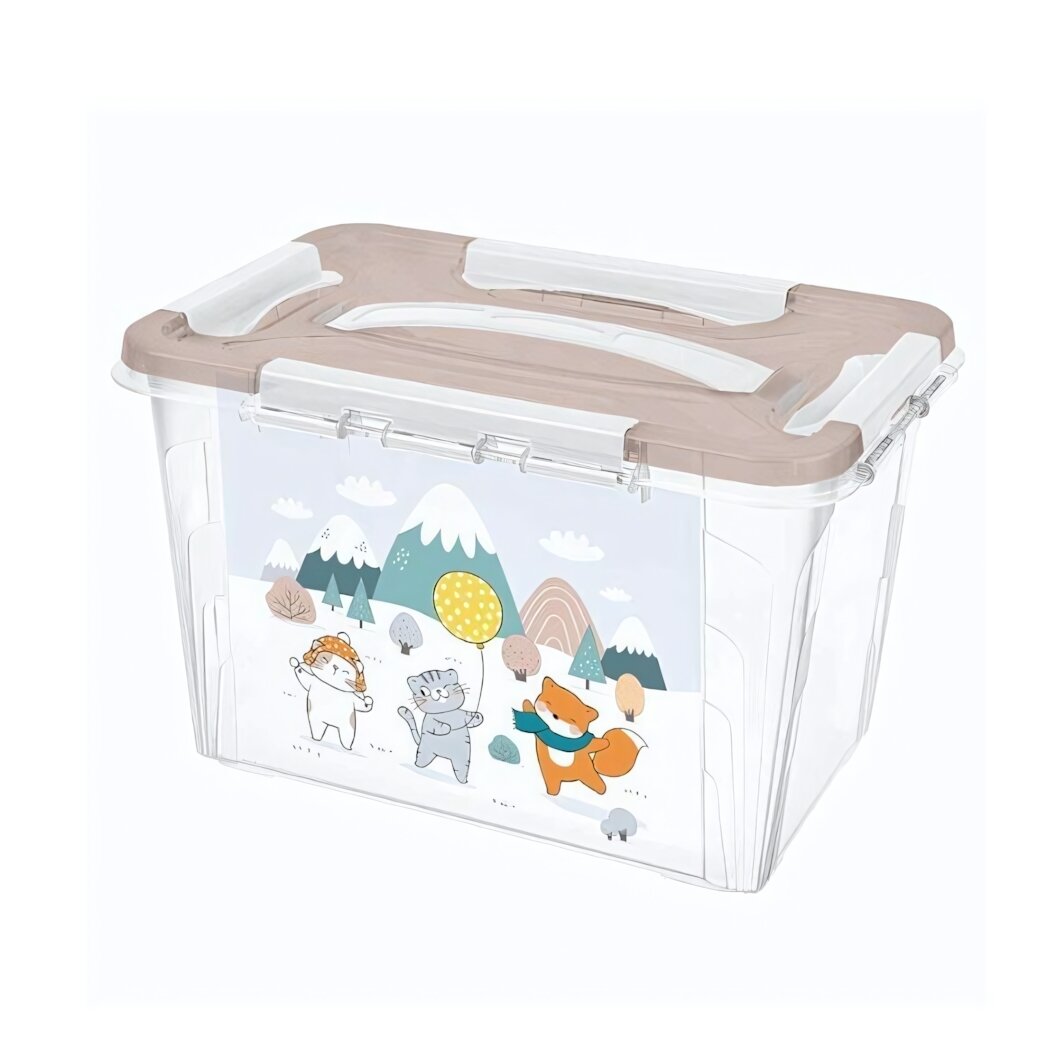 Ящик универсальный с декором "Лесные друзья" 6,65л, 290х190х180мм, белый