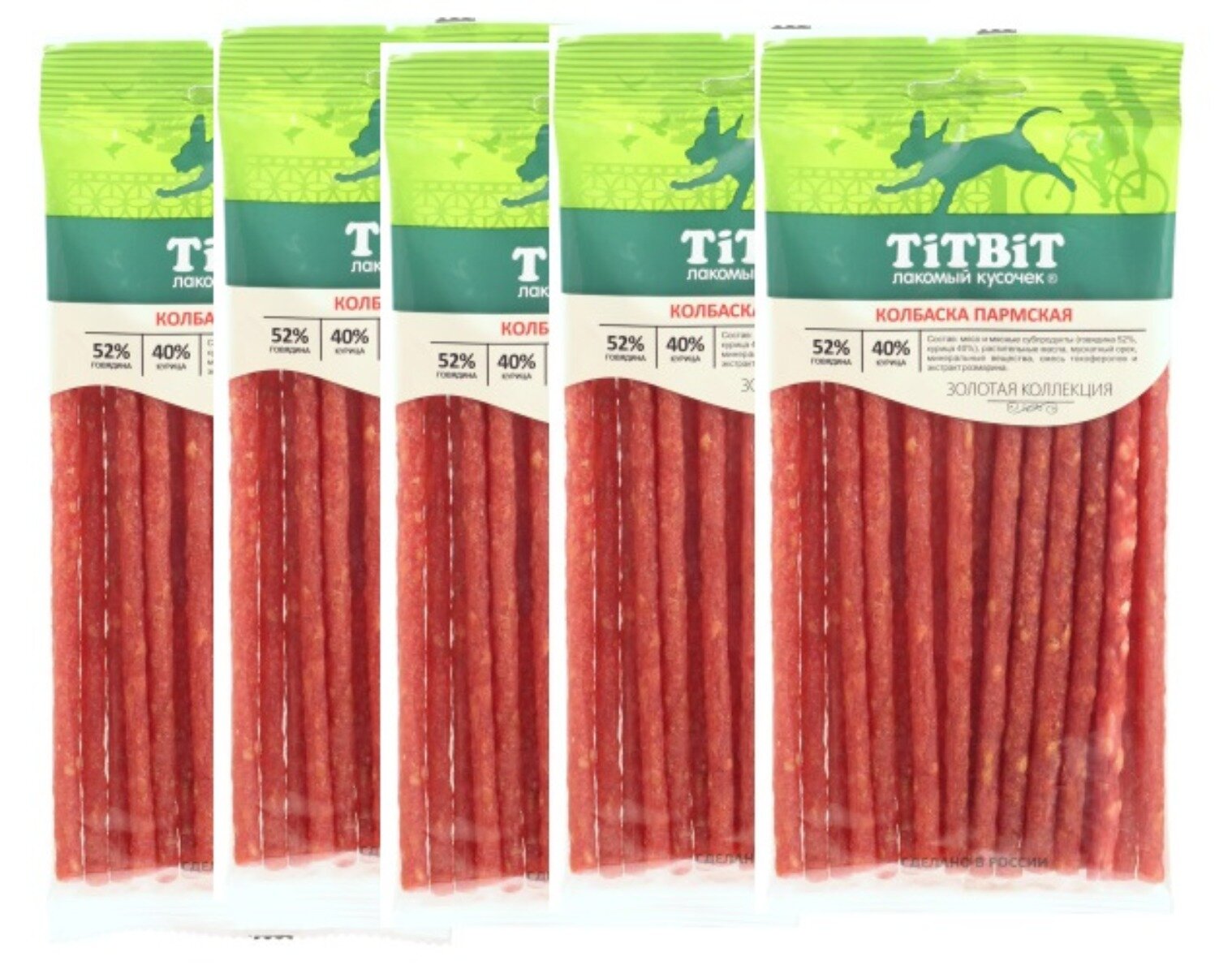 TiTBiT Золотая коллекция Лакомство для собак Колбаса Пармская 120г (5шт)