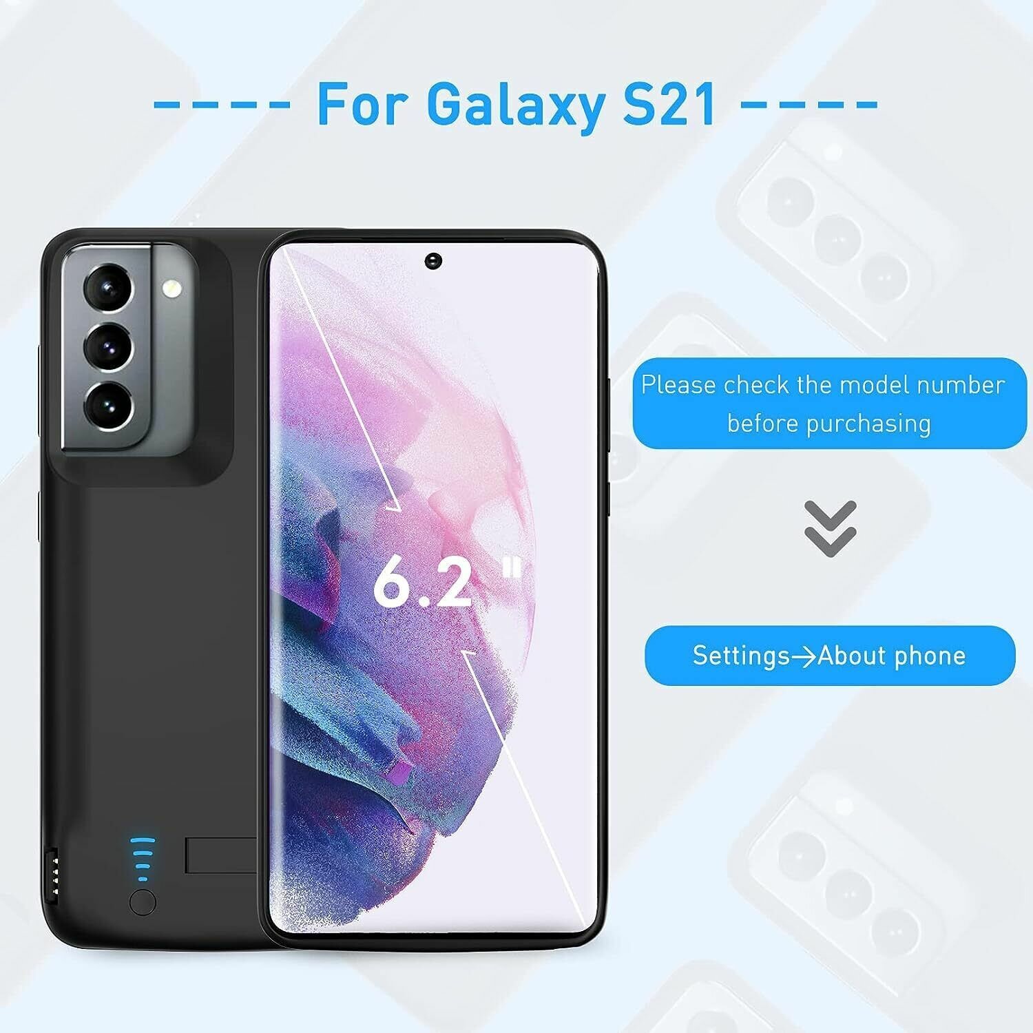 Чехол-аккумулятор для Samsung Galaxy S21, Fraternize Внешний аккумулятор , Чернить 5000 мАч-ROMIKY