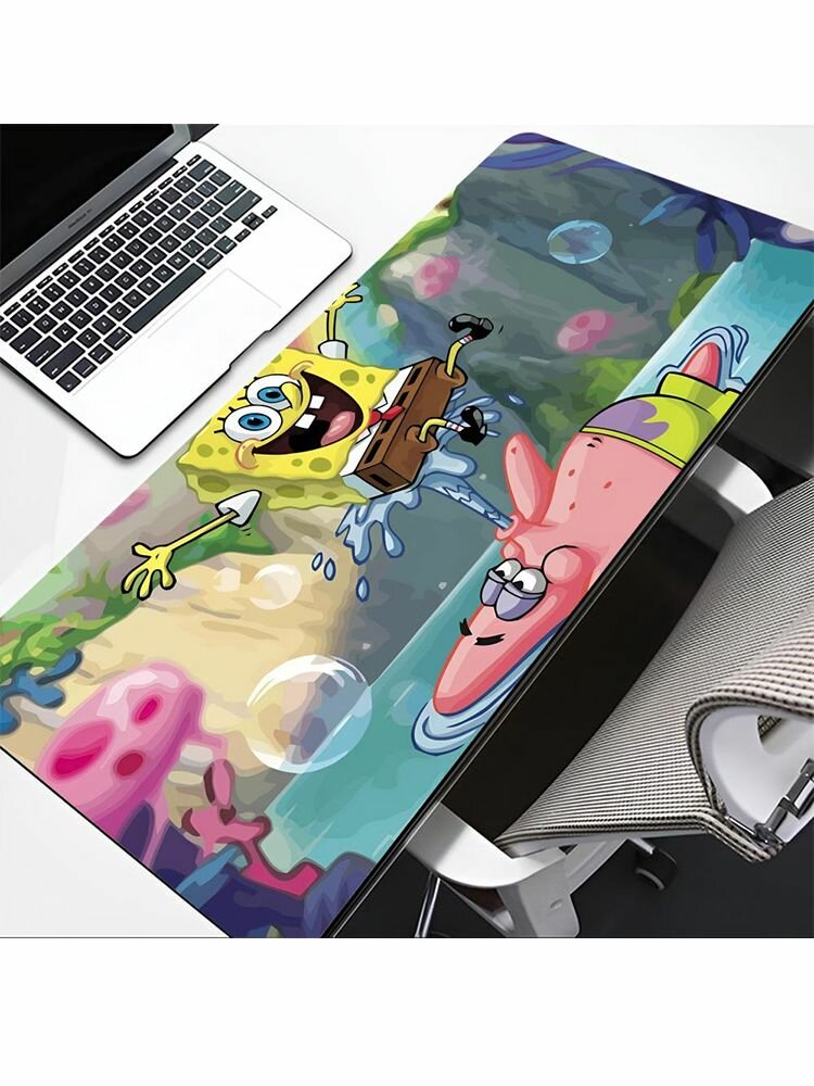 Губка Боб SpongeBob SquarePants Игровой коврик для мыши Spongebob, 40X90 см, офисный нескользящий коврик для настольной клавиатуры, XXL, противообрастающий