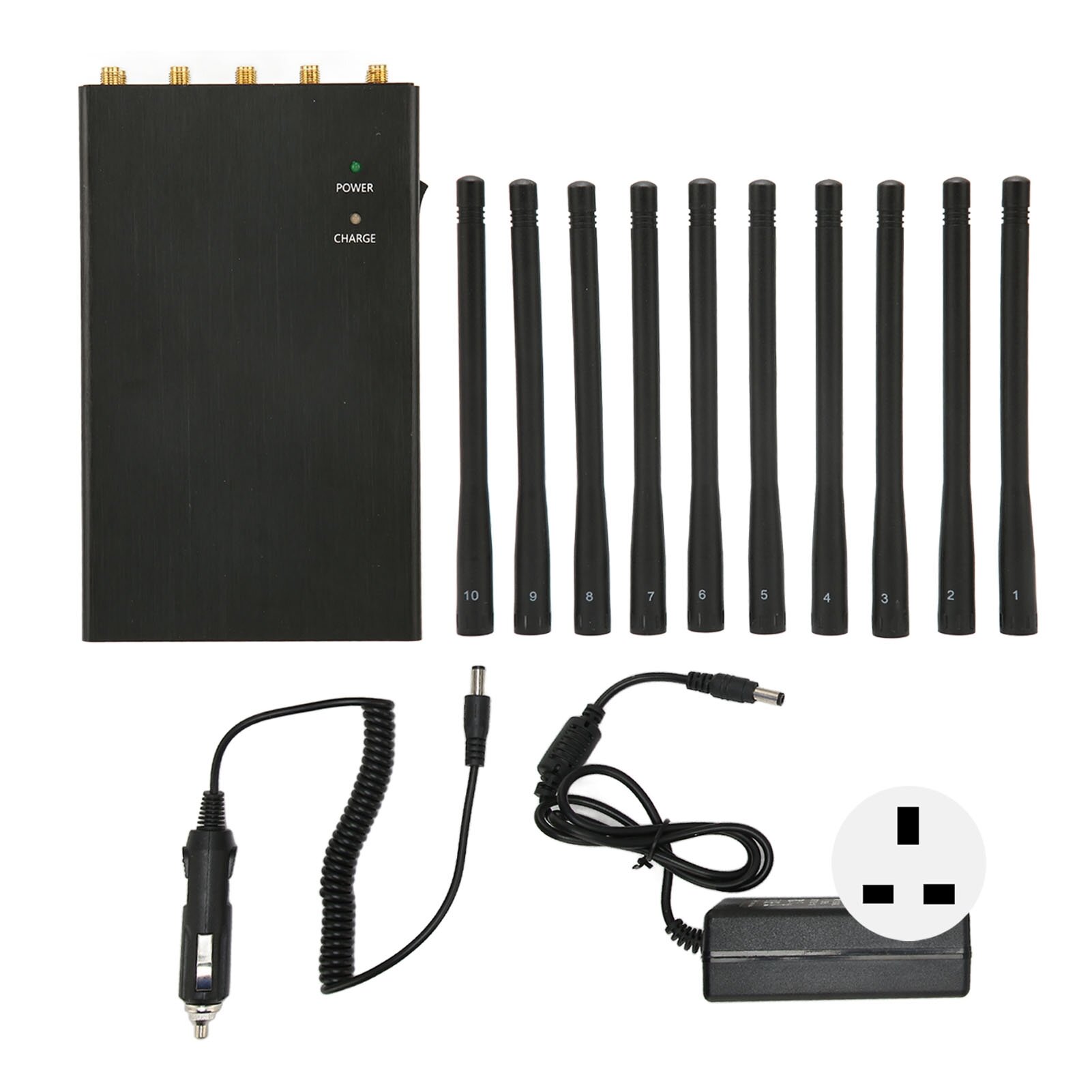 Полный полосовый сигнал Jammer 12W 10 Антенны 16 -летний радиус 8000 мАч Блокер аккумулятор для офисного бизнеса Home 100–240V UK Plug