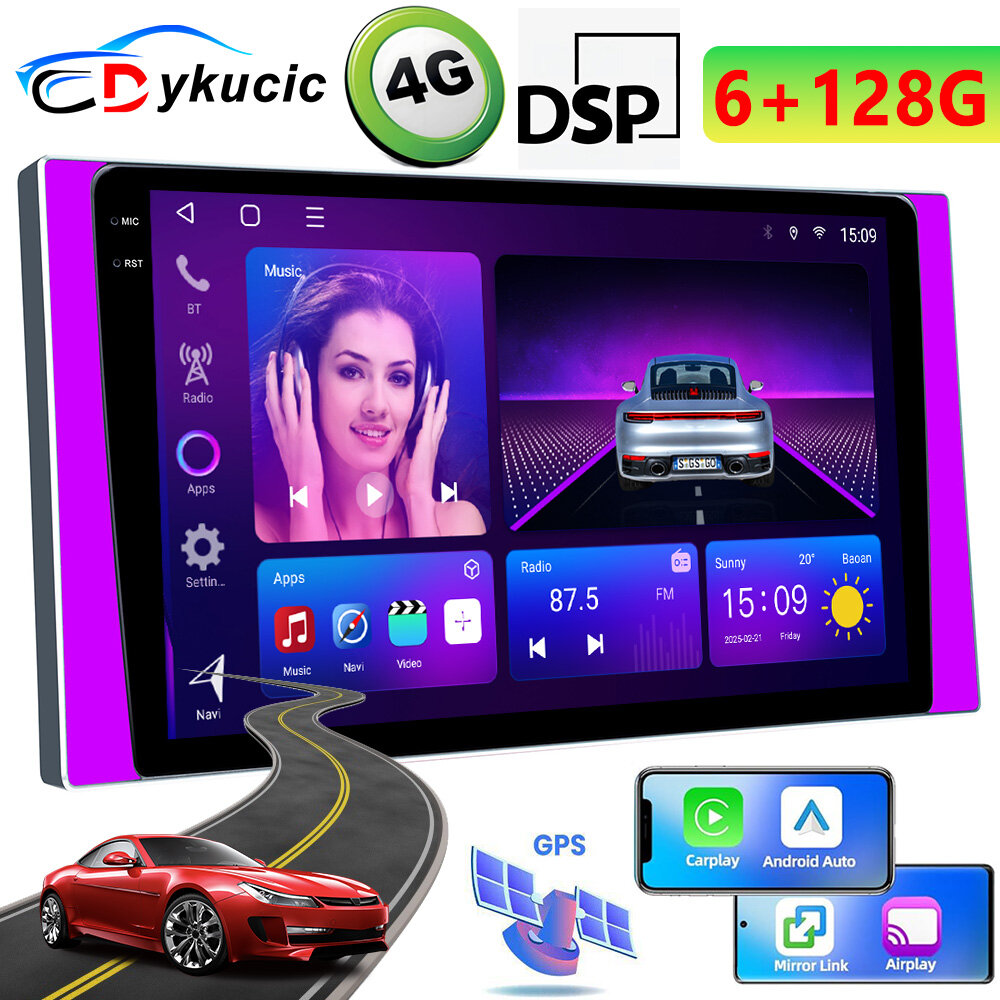 Магнитола для Android,8 ядерный процессор, Carplay, автозвук DSP, Wifi, 4G