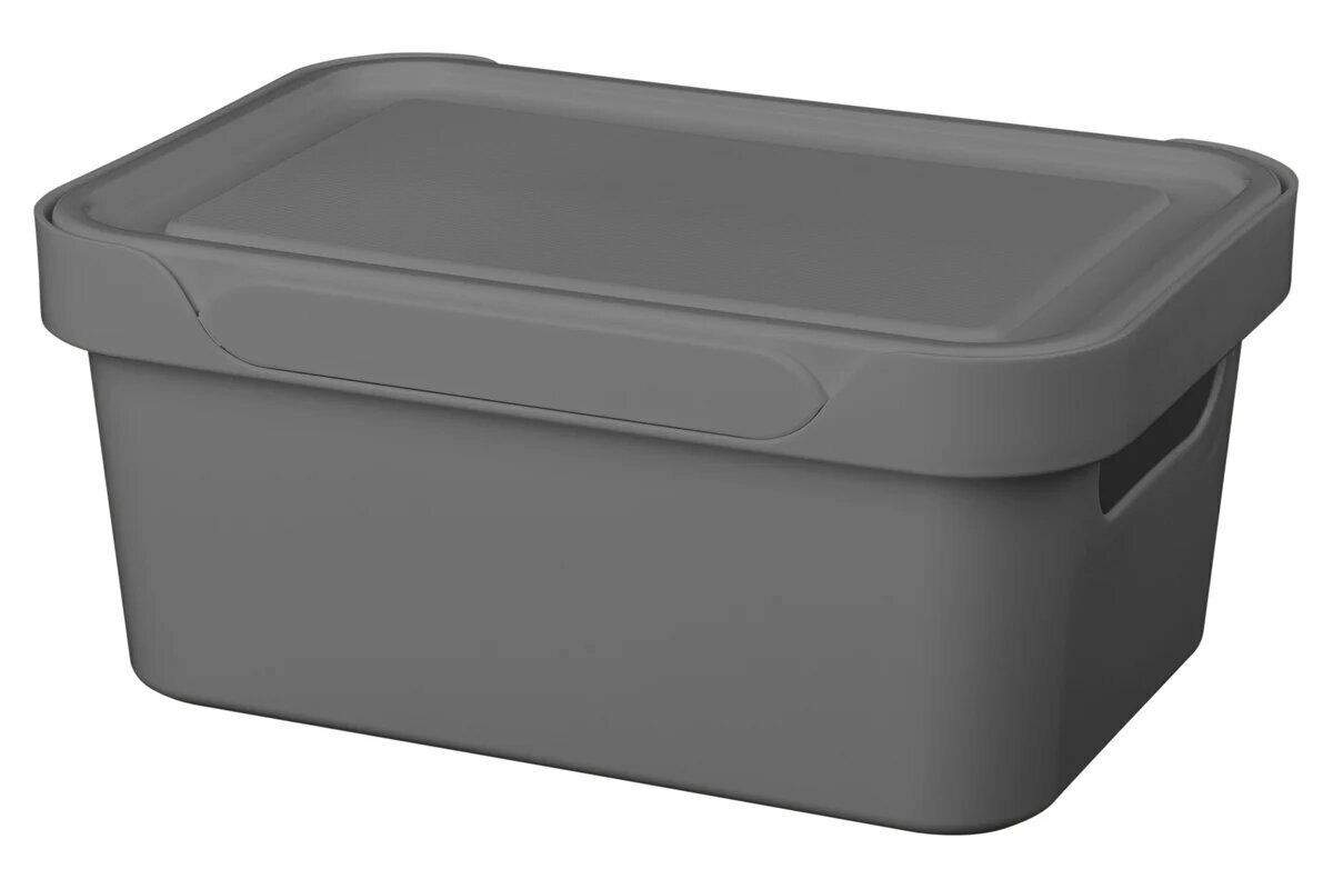 Ящик универсальный с крышкой Econova Luxe, 27 х 19 х12 см 4,6 л серый