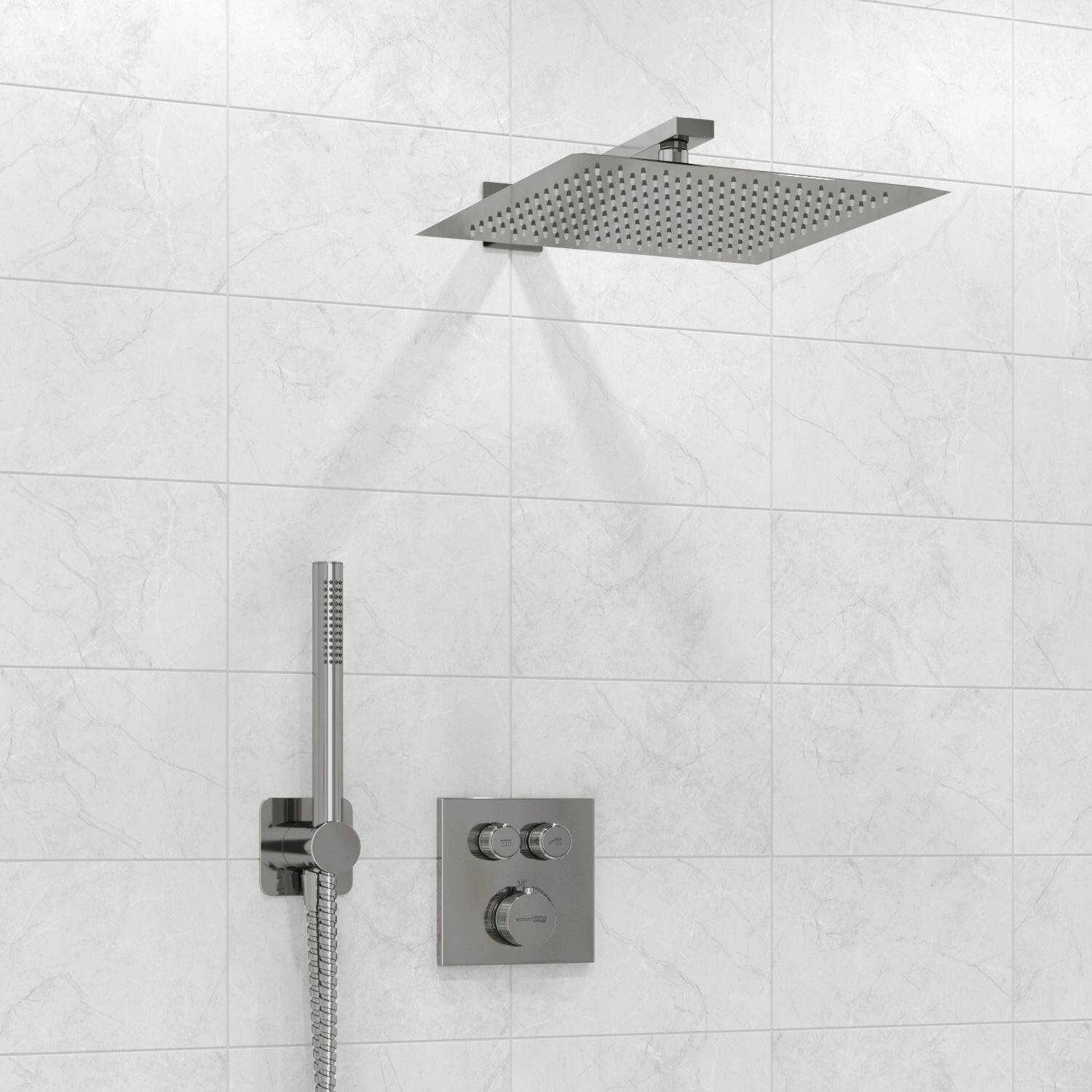 Душевая система скрытого монтажа с тропическим душем WasserKRAFT, Хром