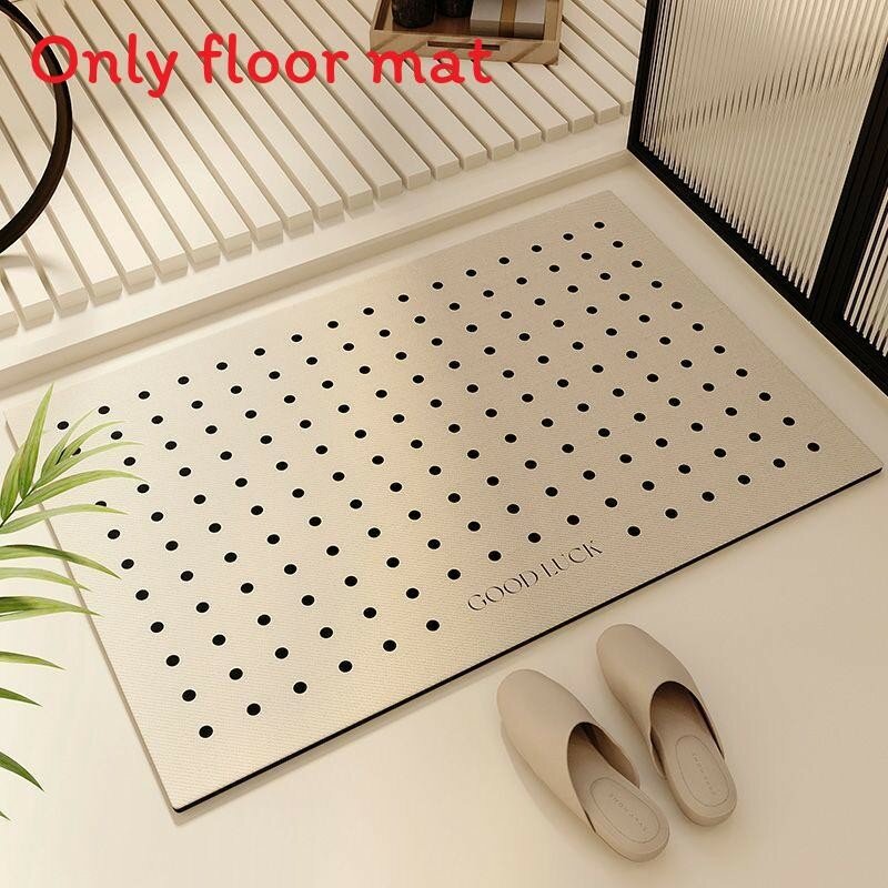 Soft silicone diatomaceous floor mat with simple letter grid stripe pattern for bathroom and living room small dot 40x60cm