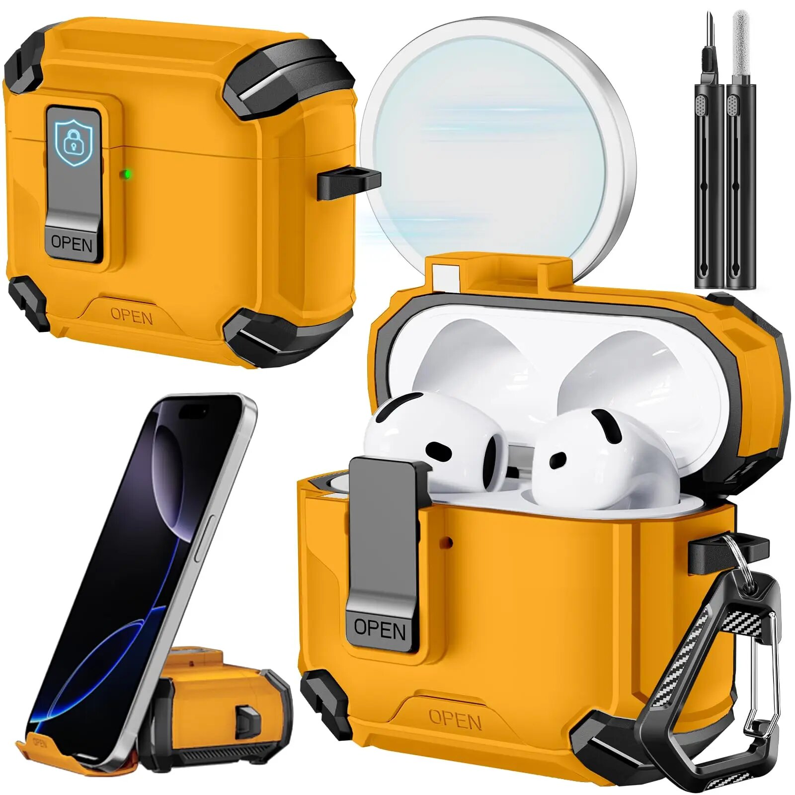 Чехол для AirPods Pro 3, желтый с ручкой