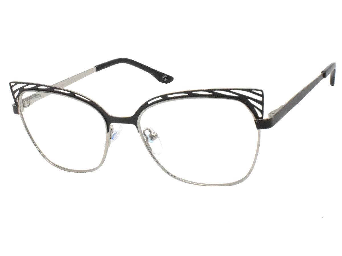 Оправа для очков Genex G-1321 C187 пол Женский форма оправы Кошачий глаз цвет оправы Чёрный, Серебряный