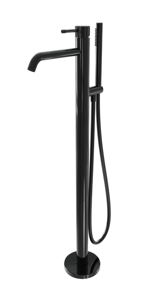 Напольный смеситель для ванны MILLEAU Tissage ML0500BK. BD-GB с монтажным блоком, Черный глянец