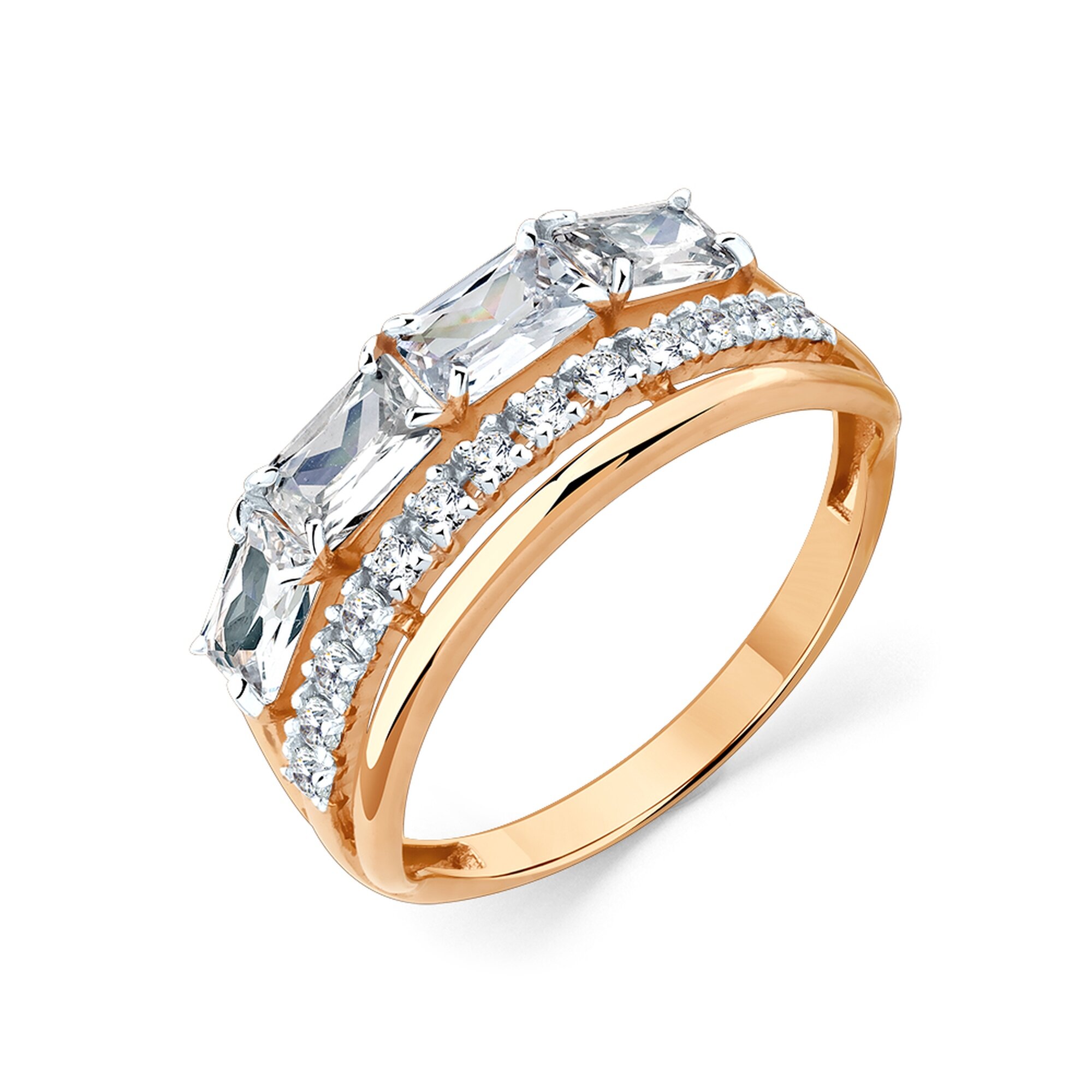 Кольцо Diamant online, красное золото, 585 проба, фианит